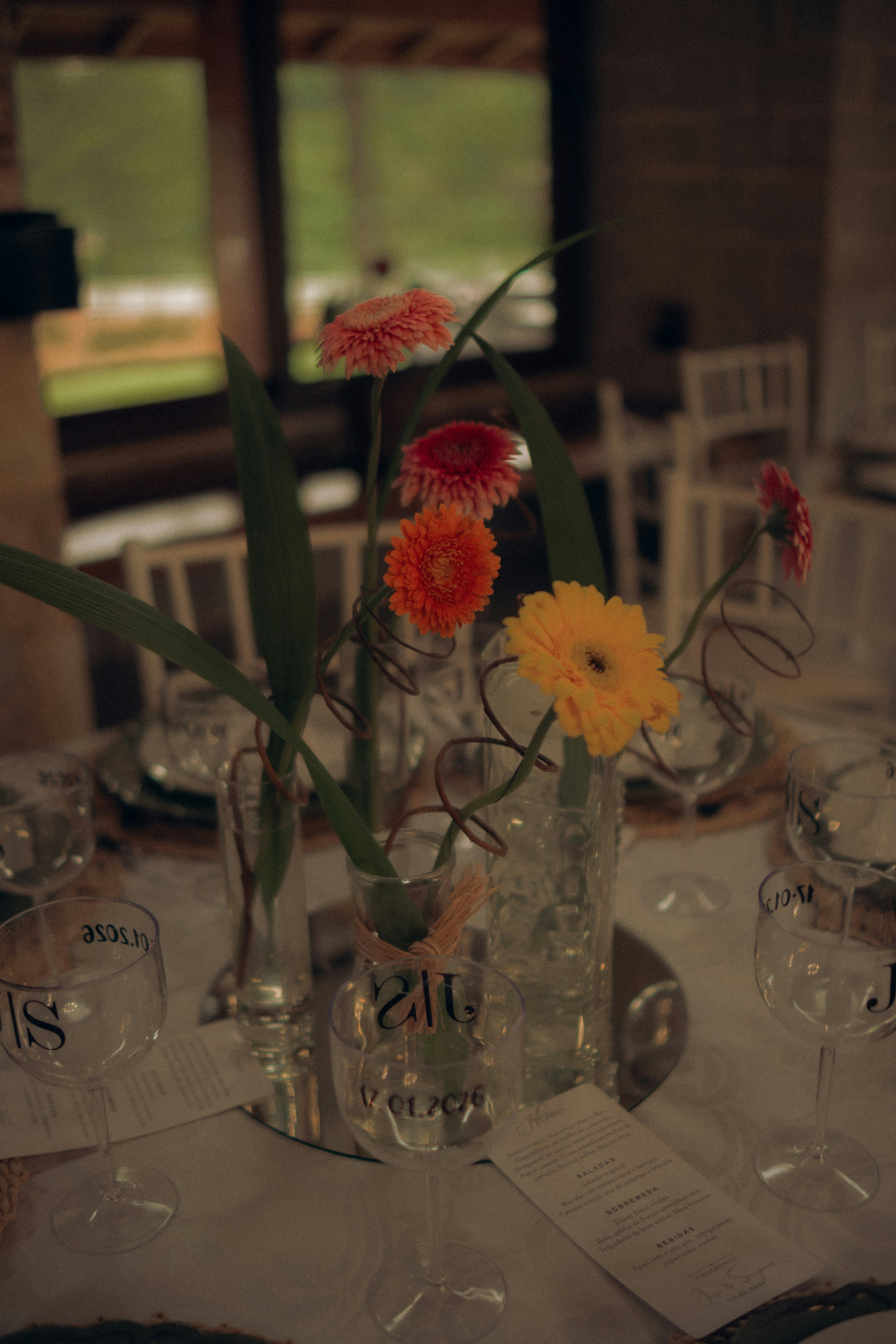 Floral Centerpiece in Soft-Dusk Dinner Setting