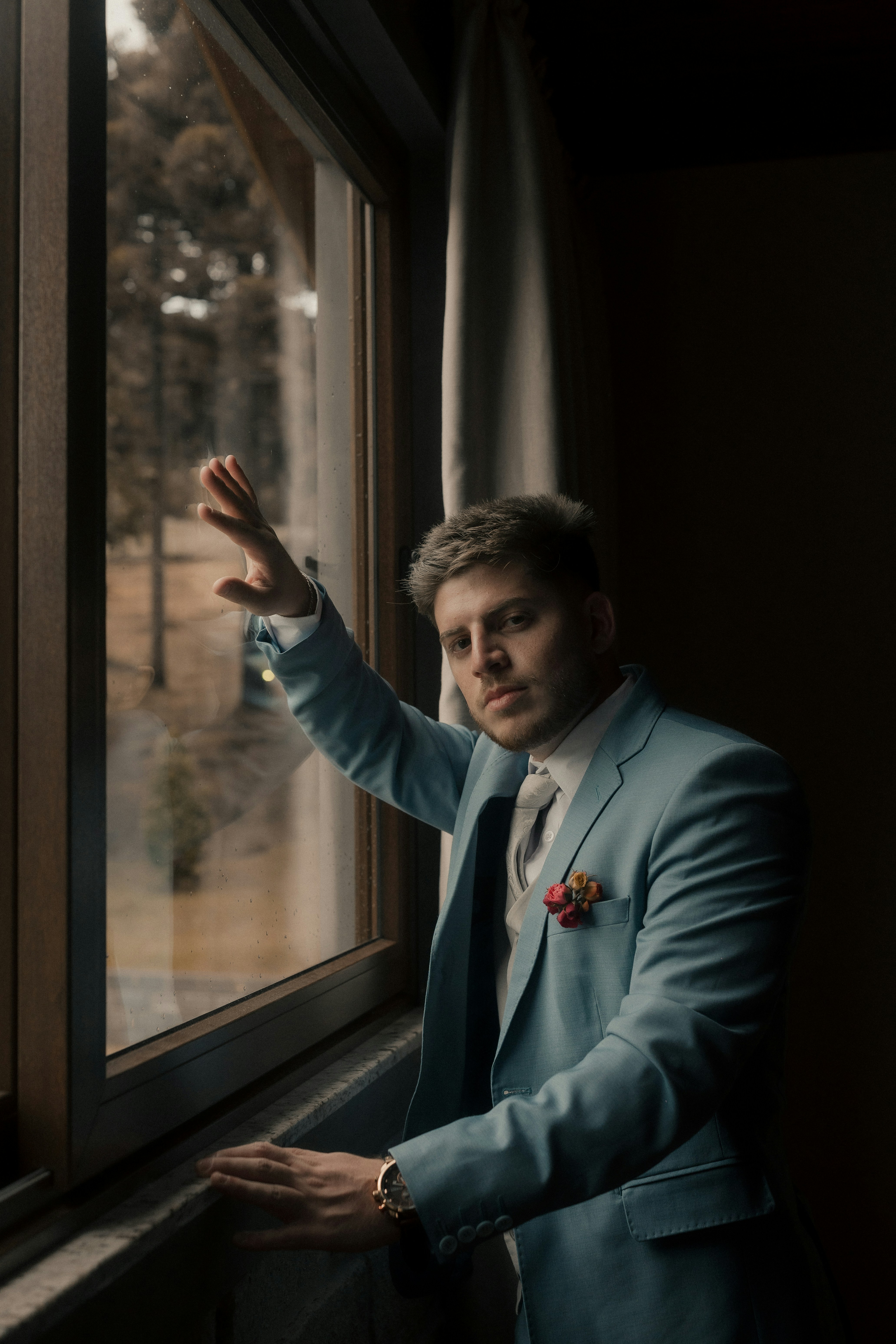 Gentleman by the Window: A Quiet Portrait in Teal