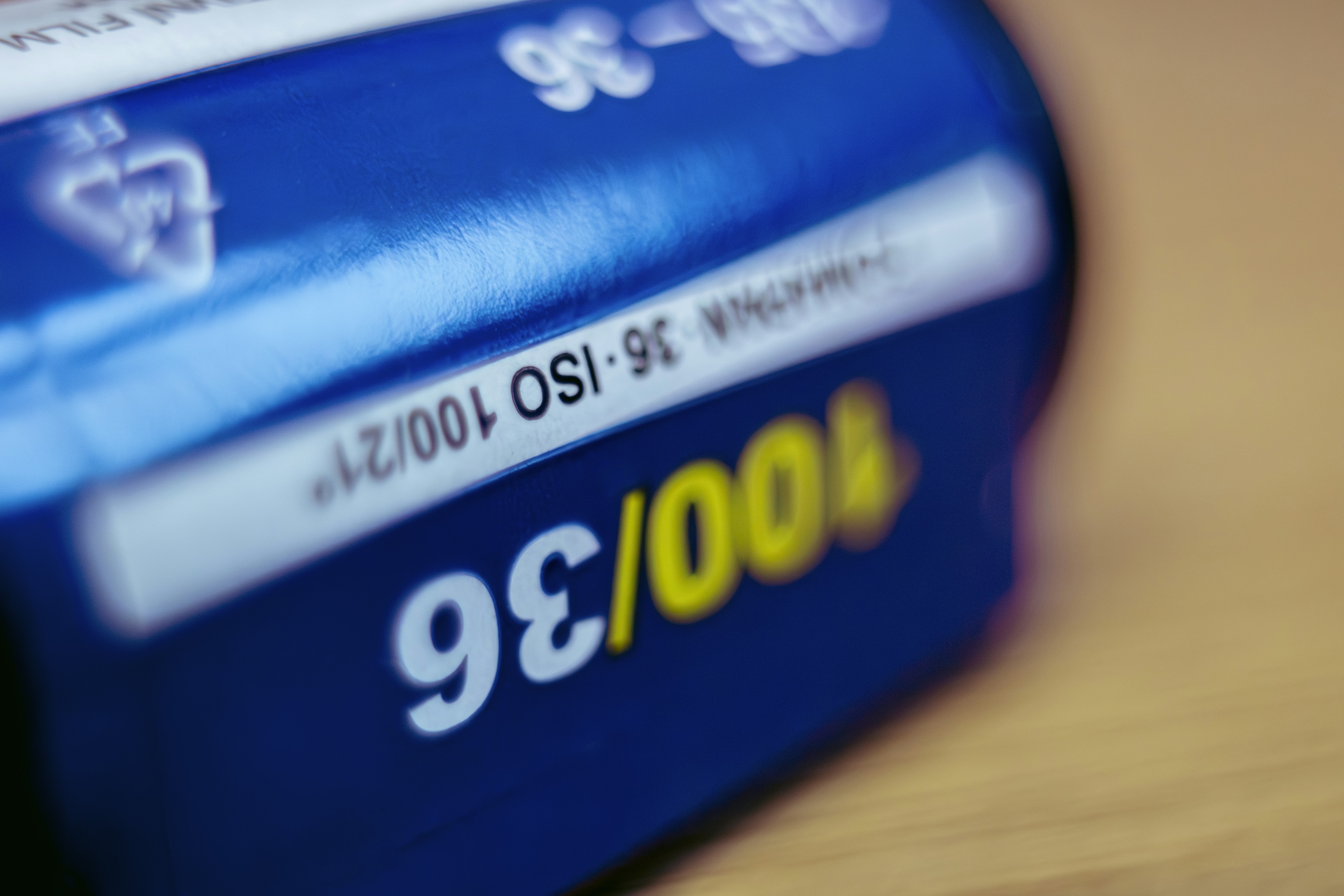 Upside-Down 100/36 Shield: A Macro of a Bluish Battery Sleeve
