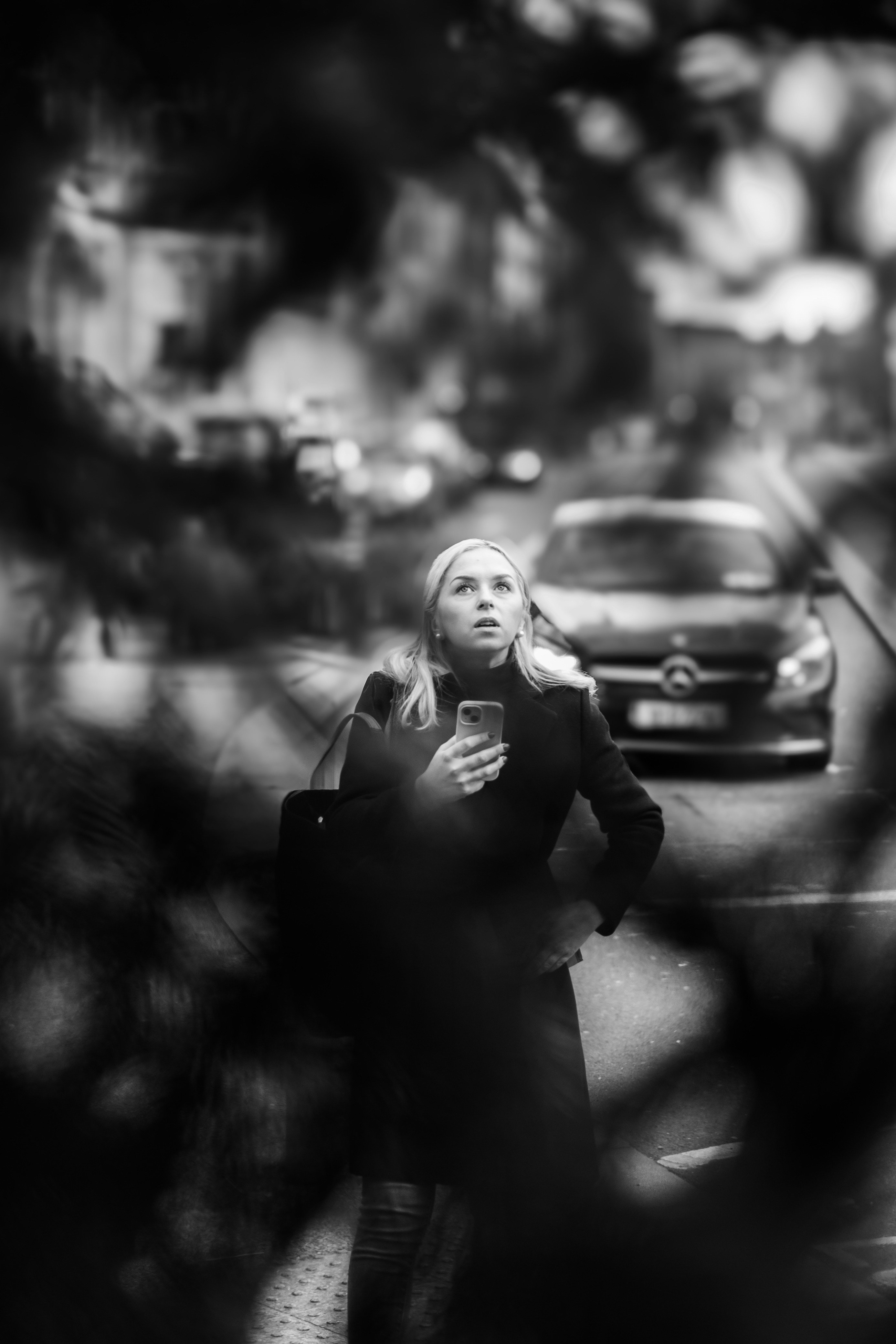 Looking Up Between Blurred Reflections
