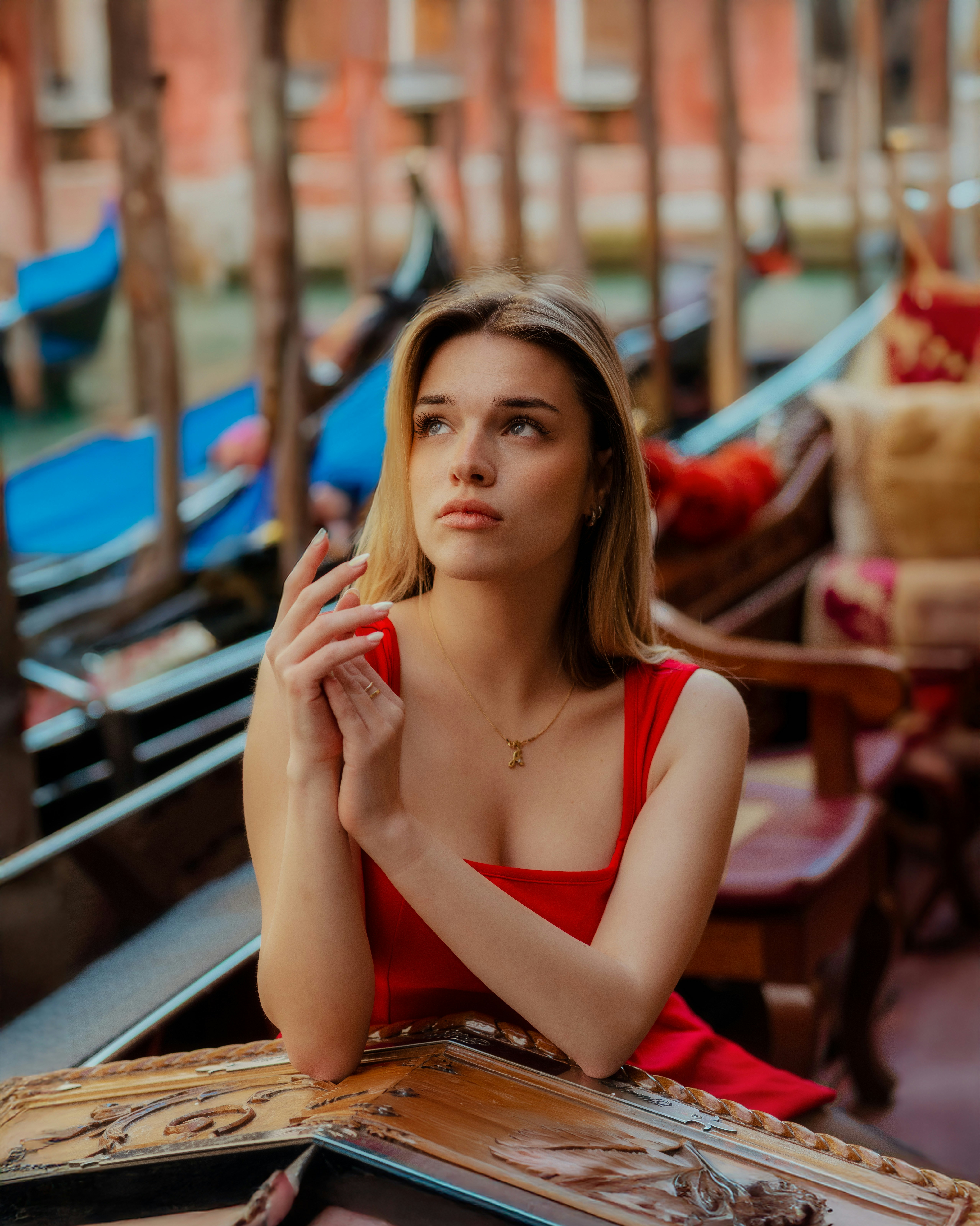 Red Dawn in Venice: Portrait by the Canal