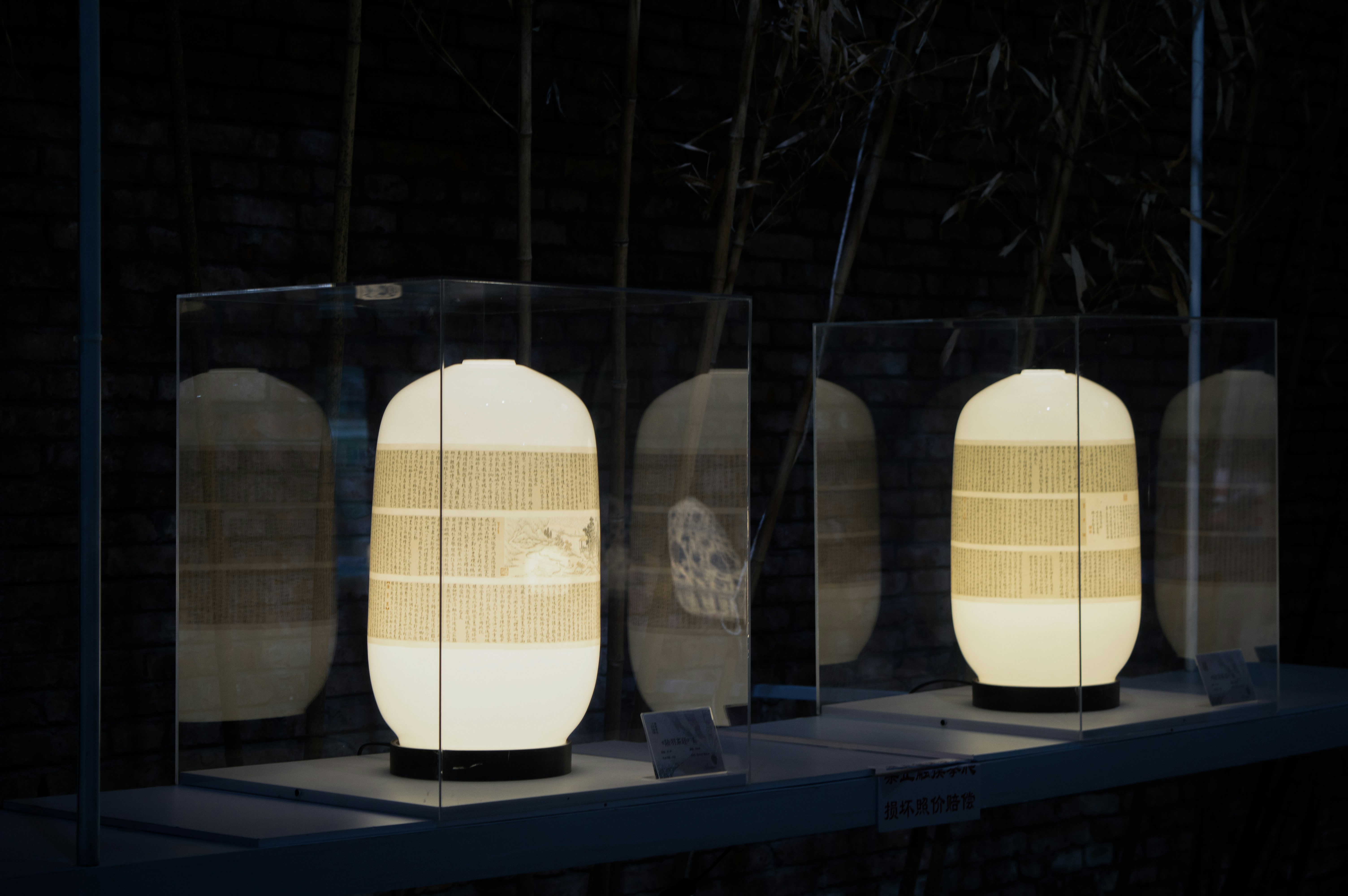 Glowing Lanterns Under Glass: A Quiet Display of Light