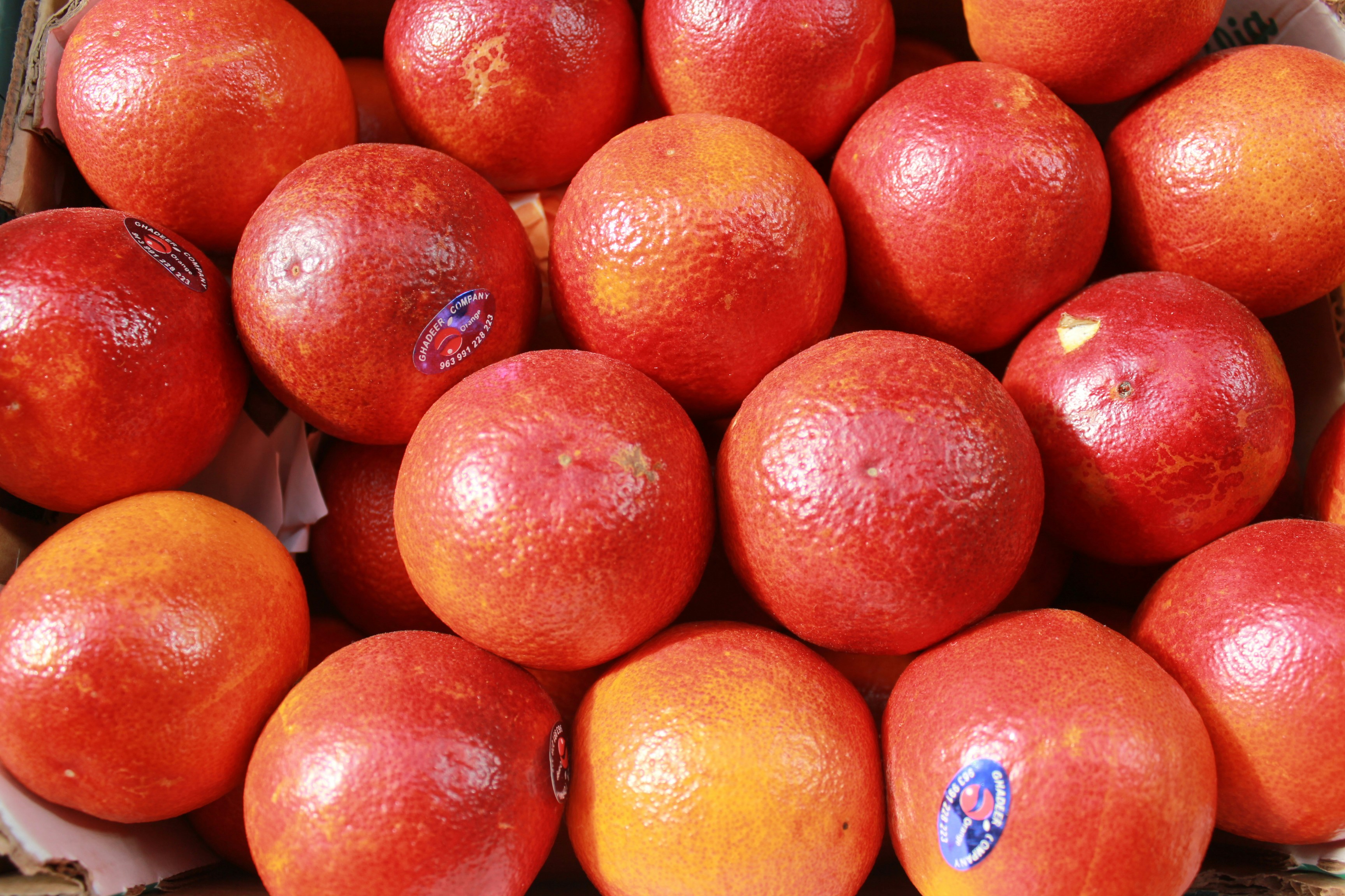 Sunlit Citrus Mosaic: A Close Knit of Red-Orange Oranges