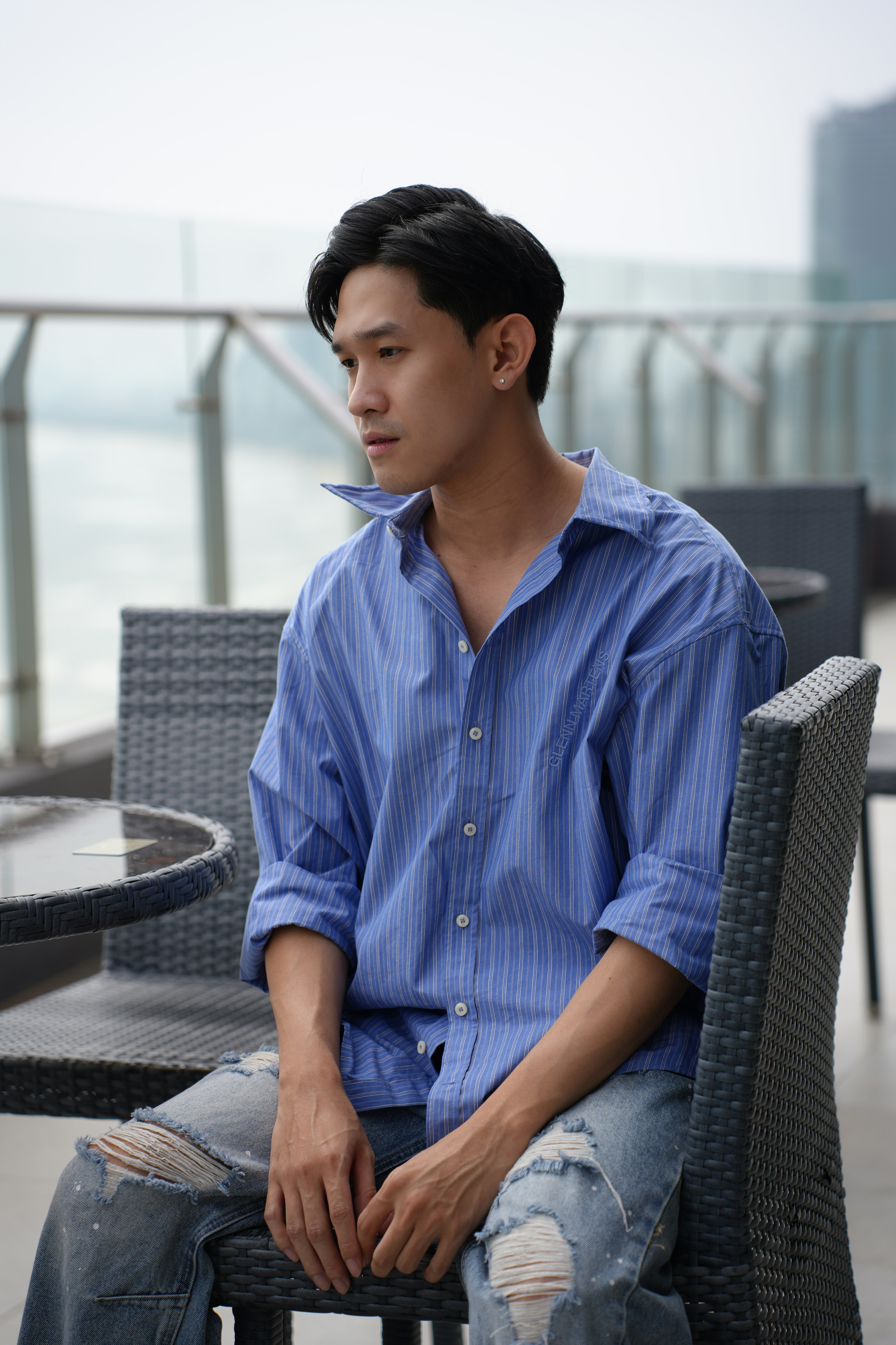 Quiet Reflection on a Rooftop Terrace