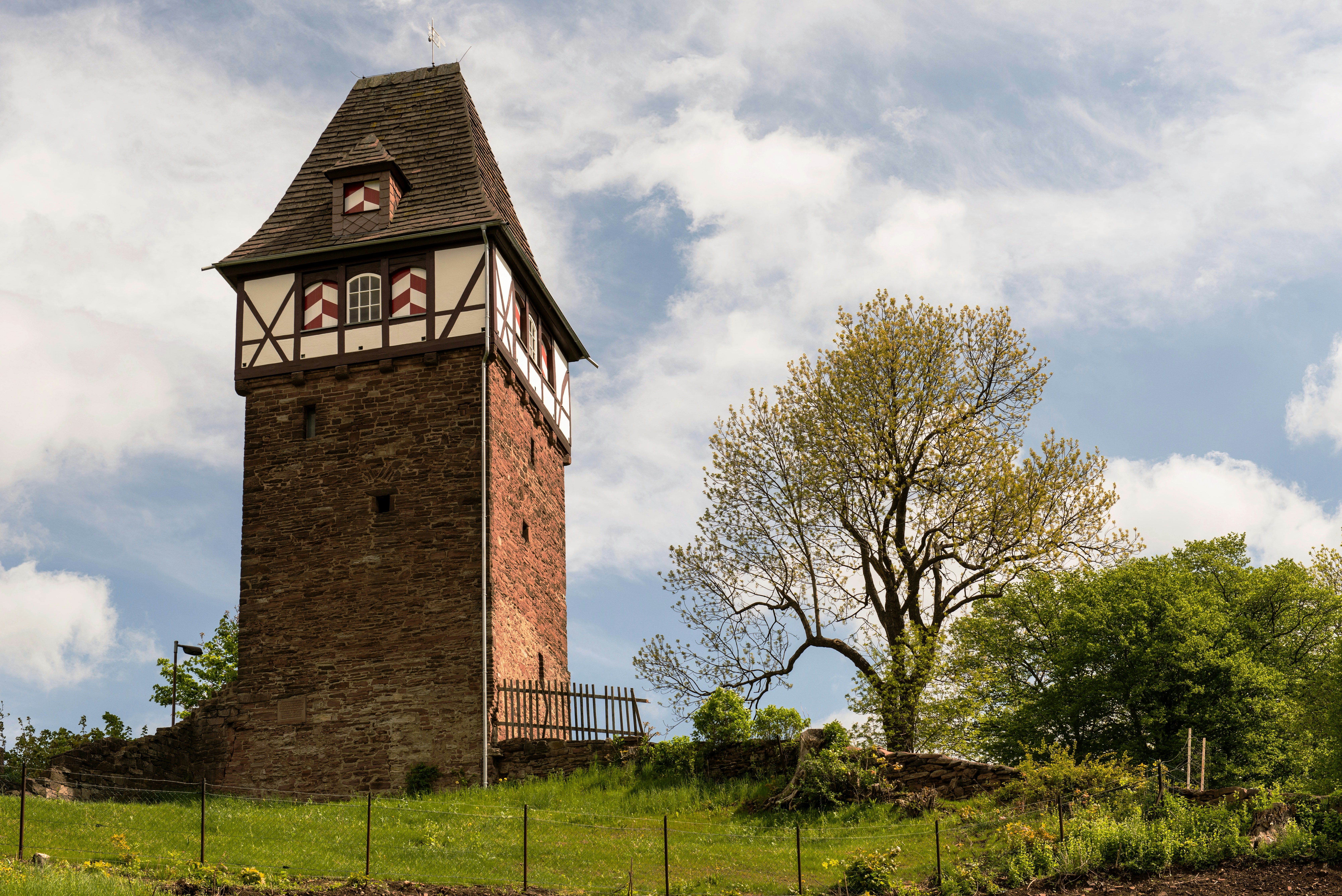 Heritage Tower Amid Open Terrace and Trees