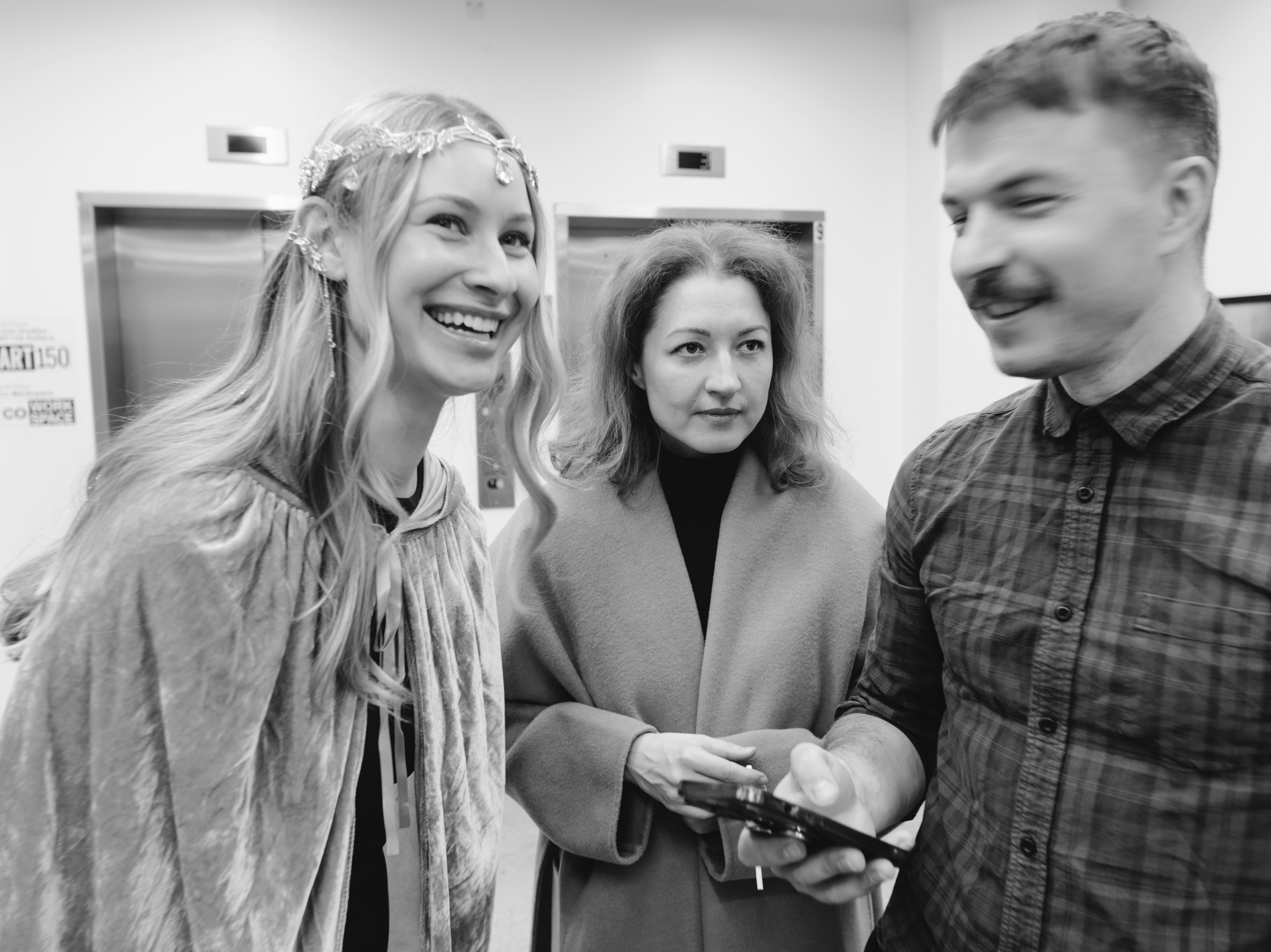 Smiles and Signals: A candid moment at the lounge