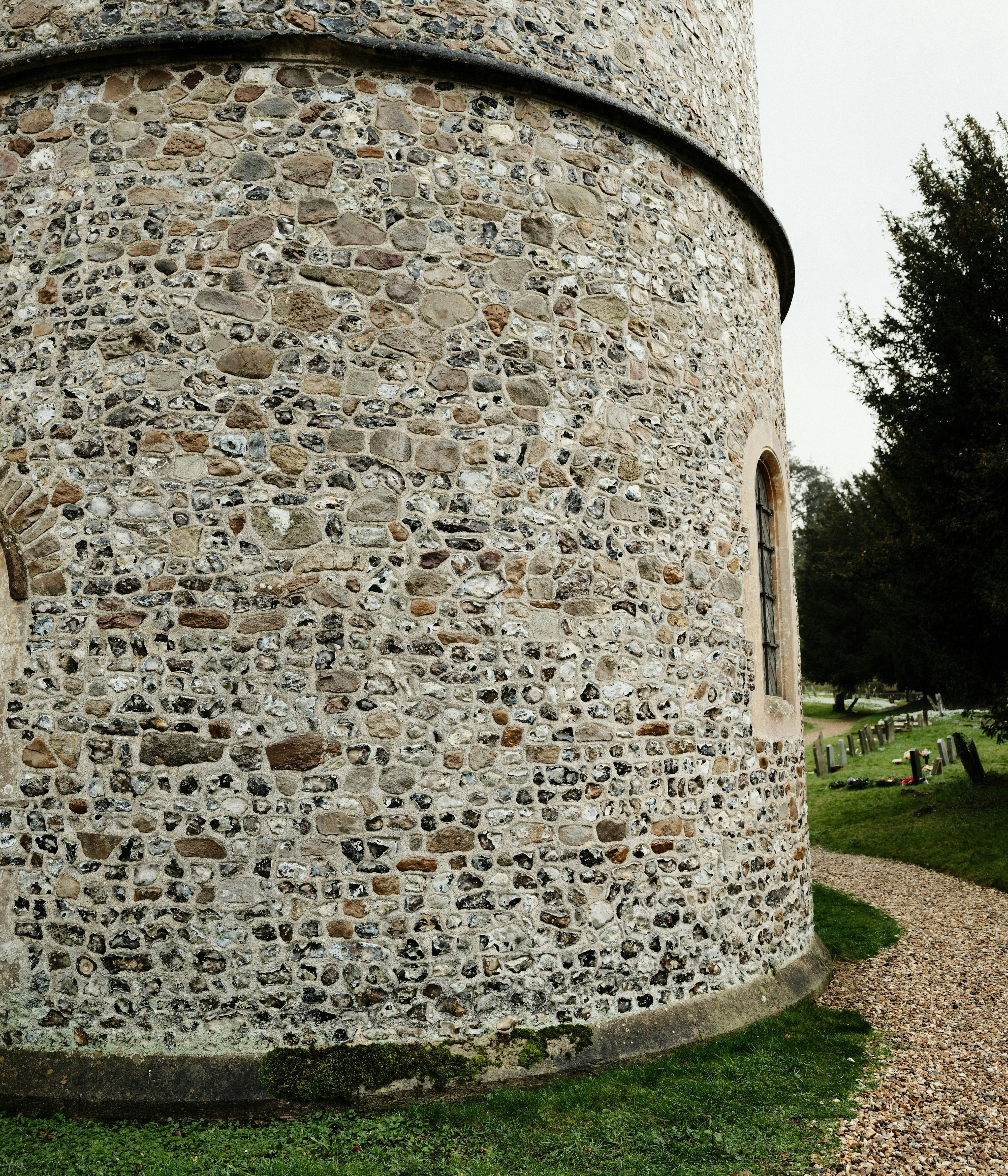 Circular Stone Keep: Weathered Texture and Pathway