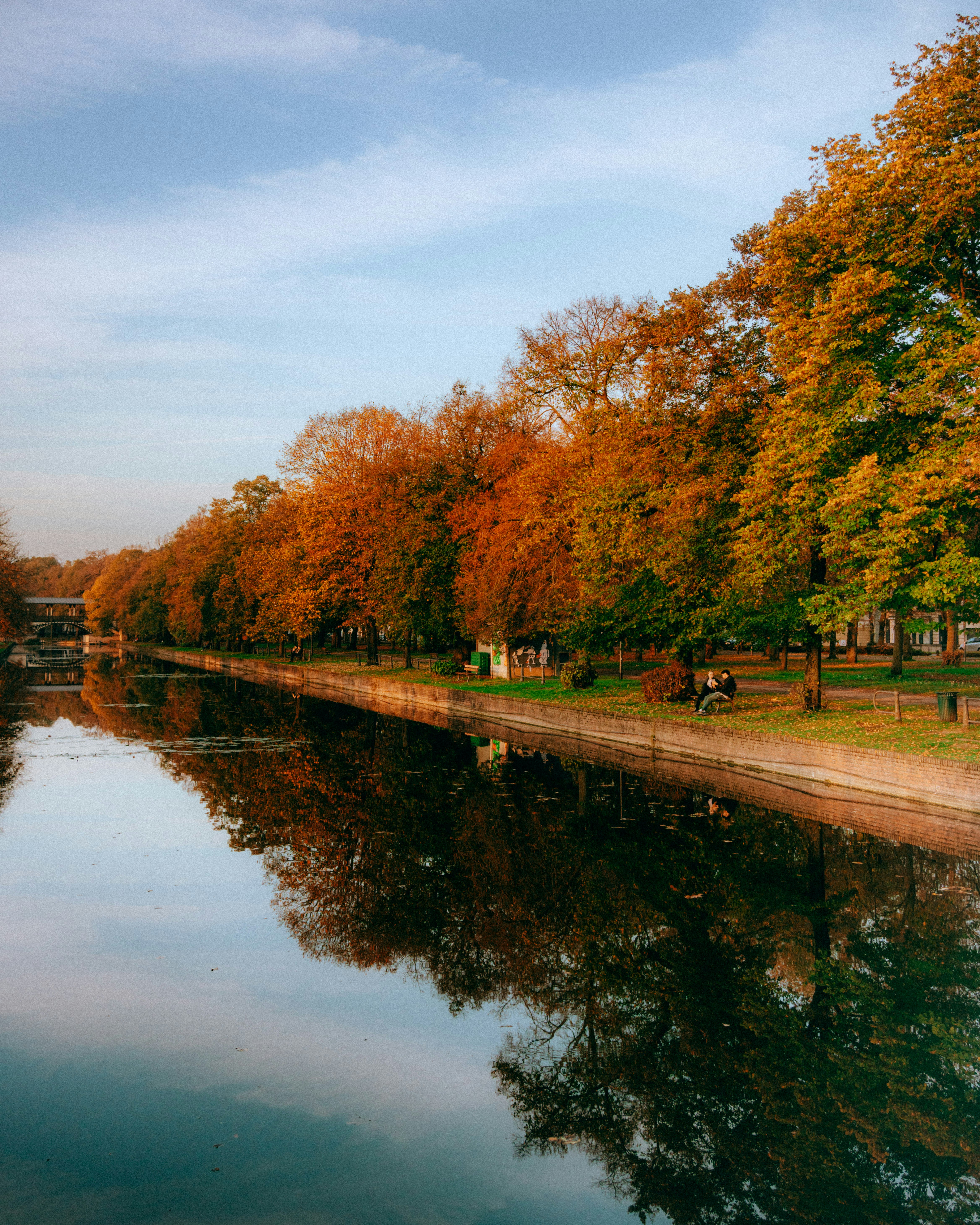 Autumn Riverfront in Quiet Sunset Light