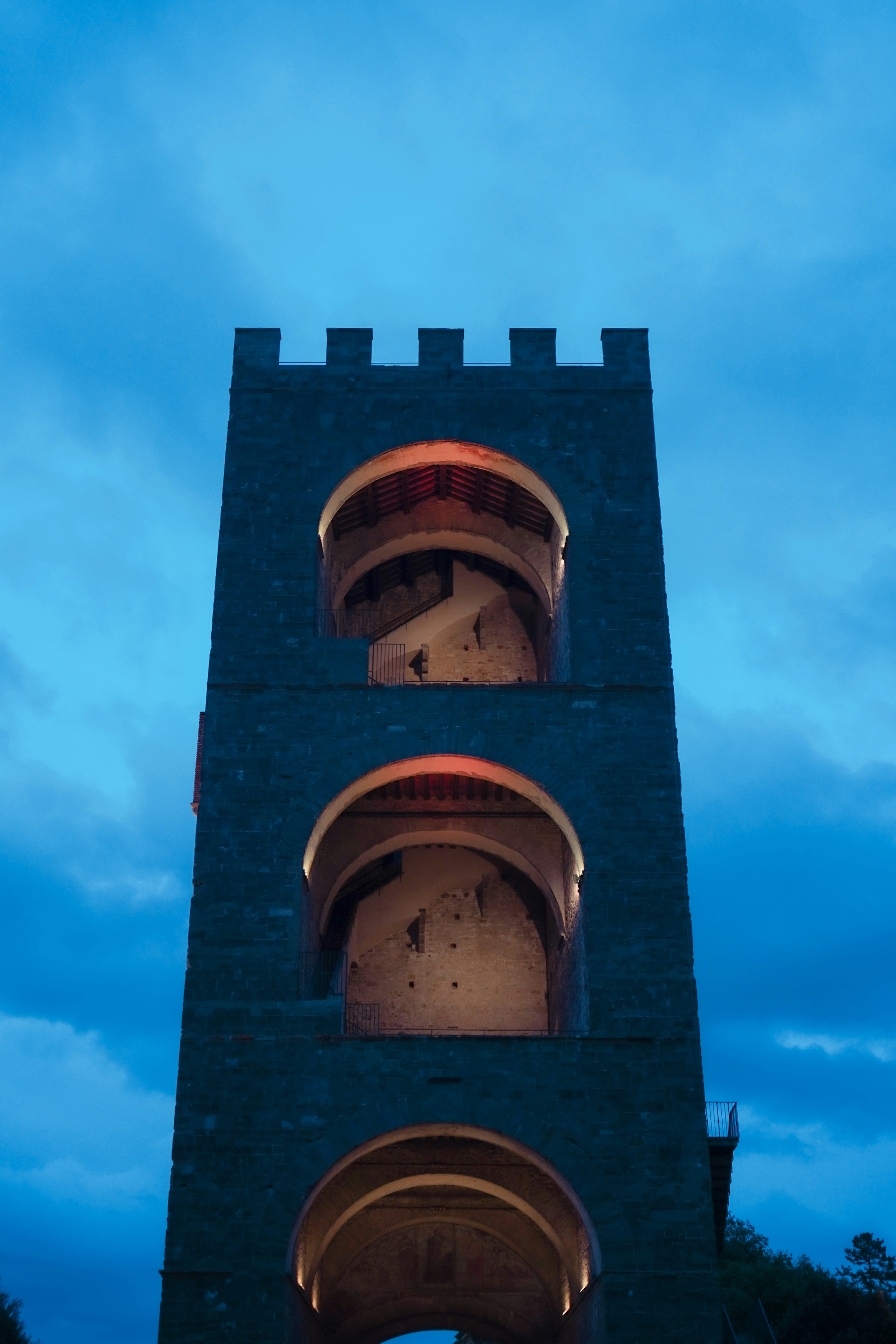 Tower of Arches: Evening Glow on a Medieval Staircase