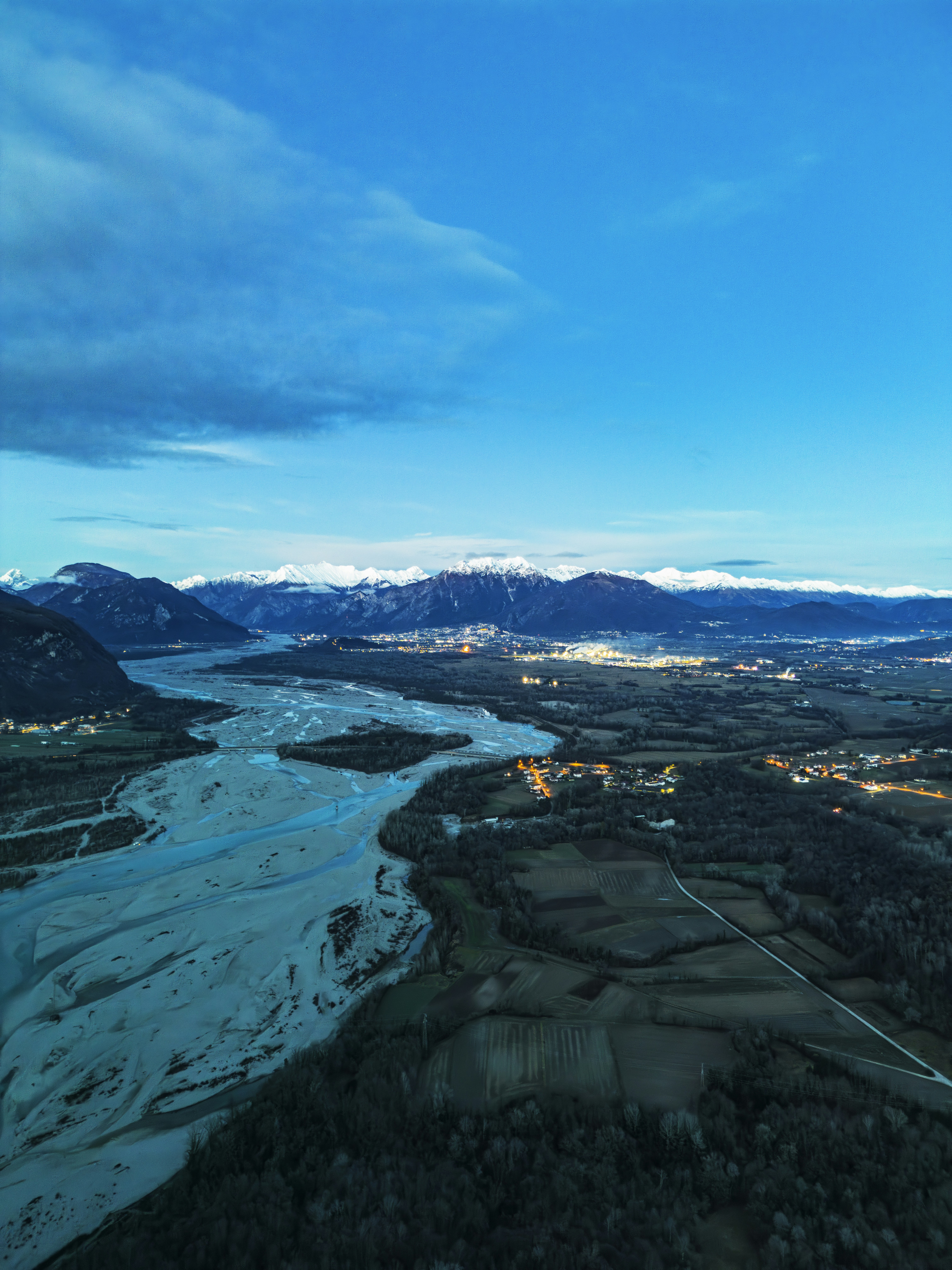 River Vein Through the Valleys Under a Piercing Blue Sky