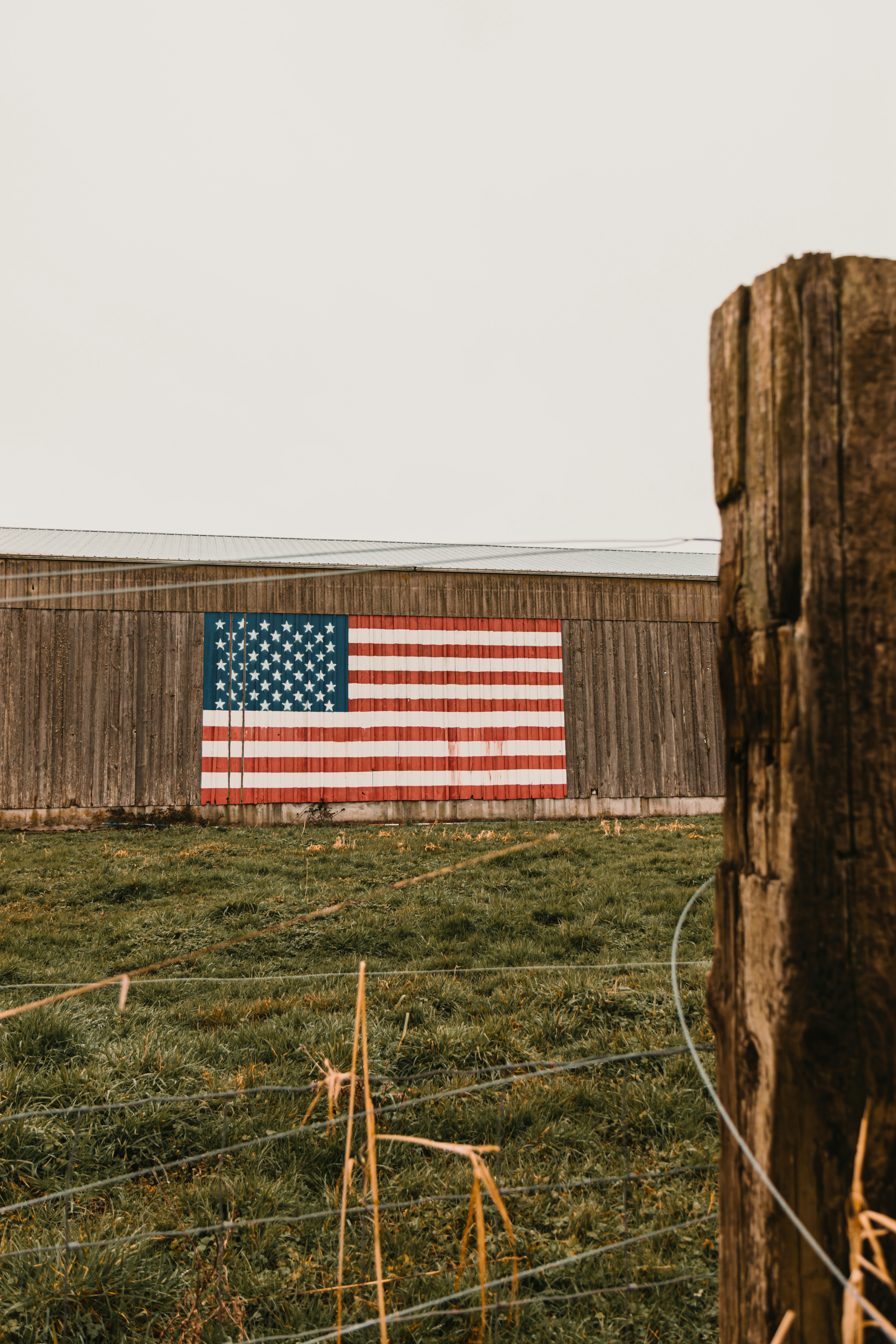 American Flag on Weathered Barn Slipface