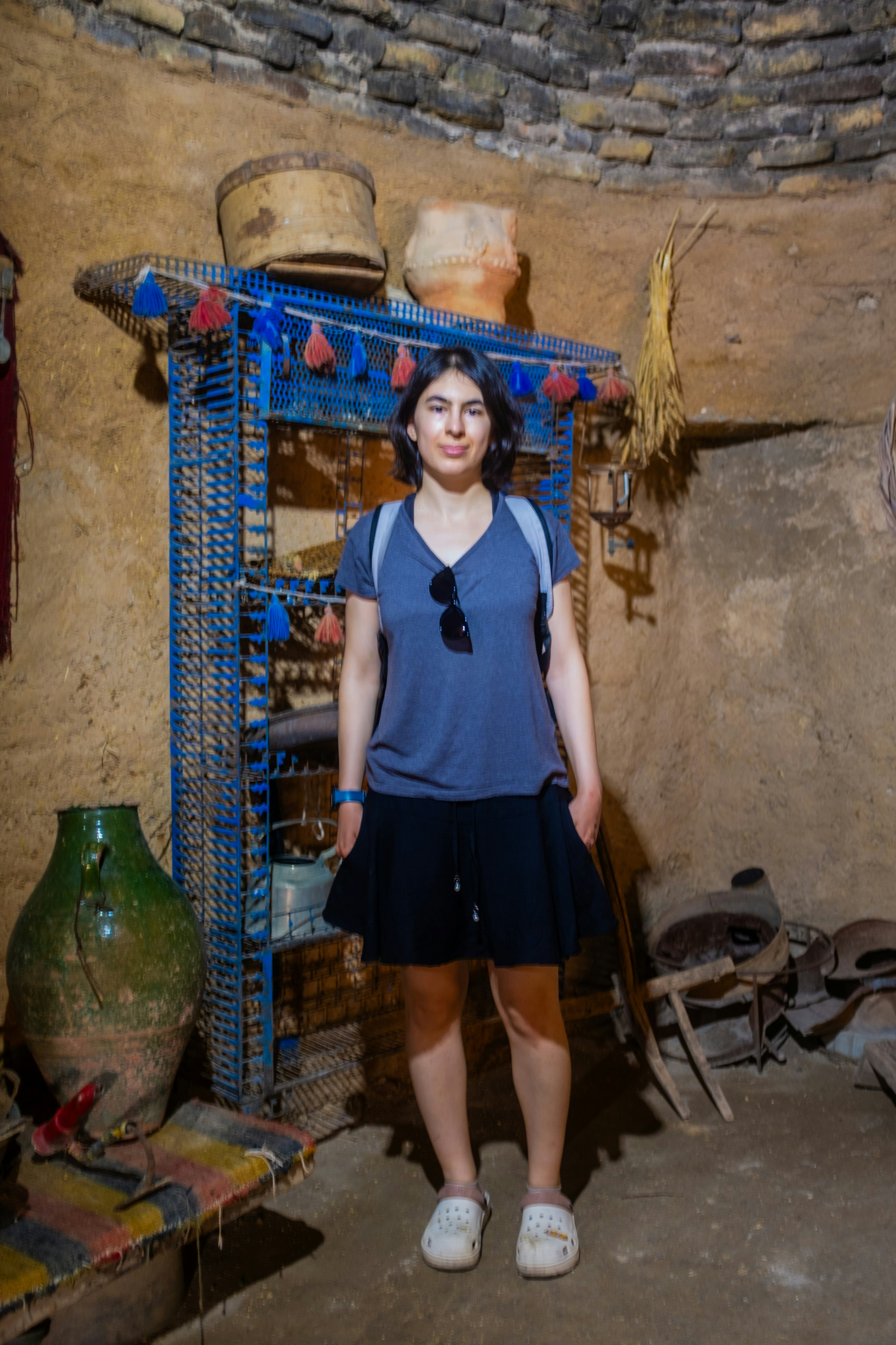 In the Old-Kinved Kitchen: A Quiet Portrait Within a Rustic Studio