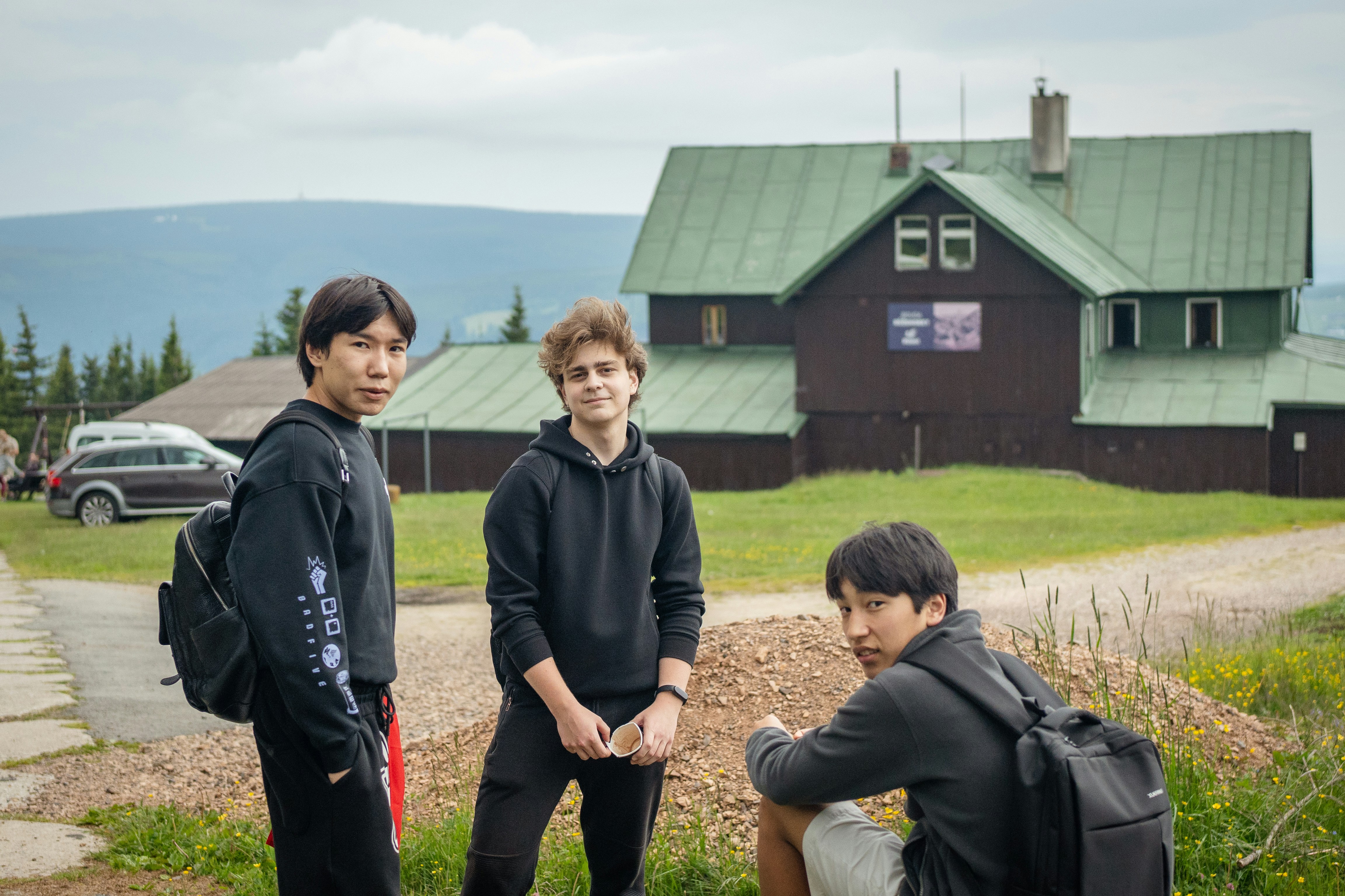 Three Friends at the Mountain Huts
