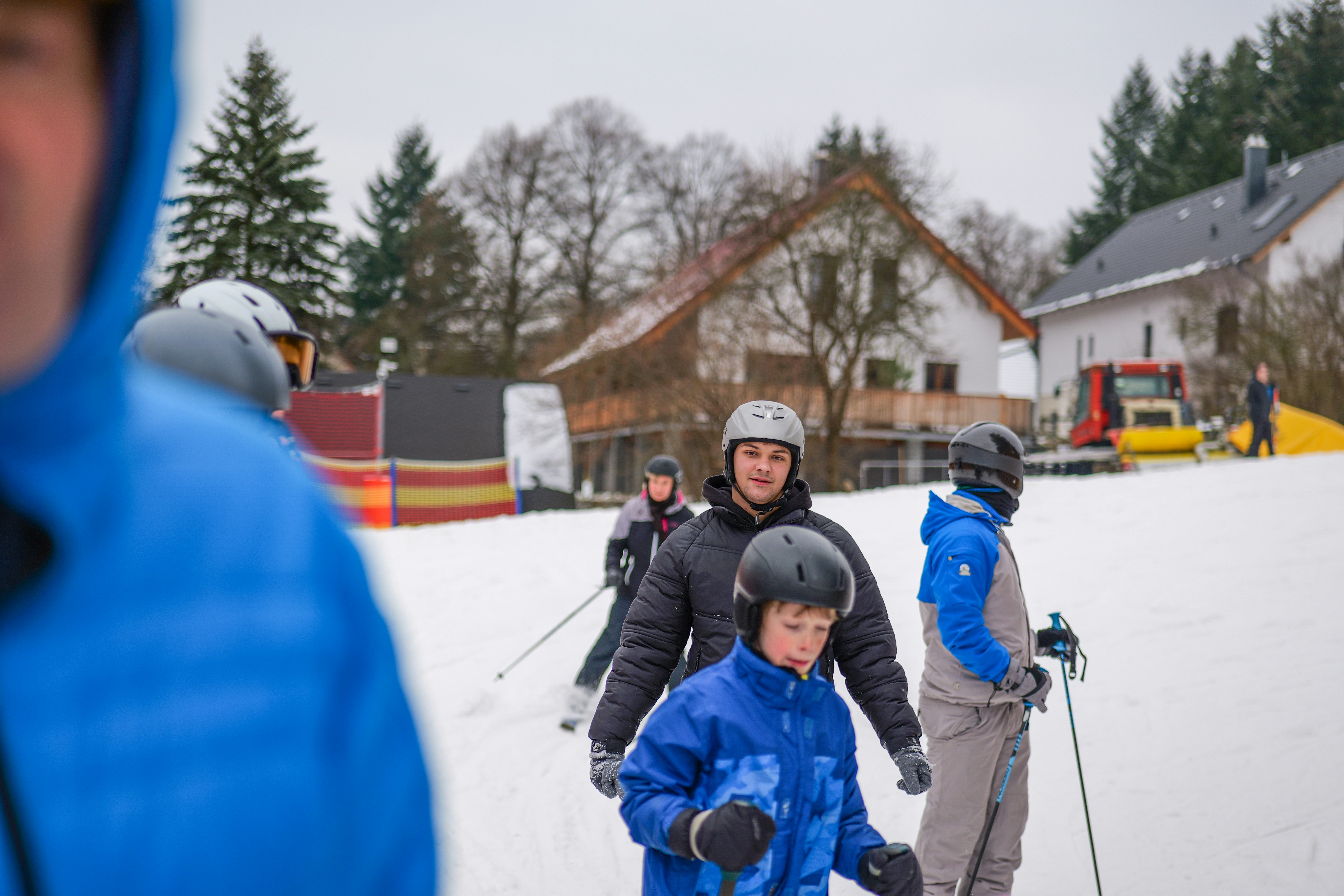 Snowbound Ski Lesson: Children Navigate a Gentle Slopescape