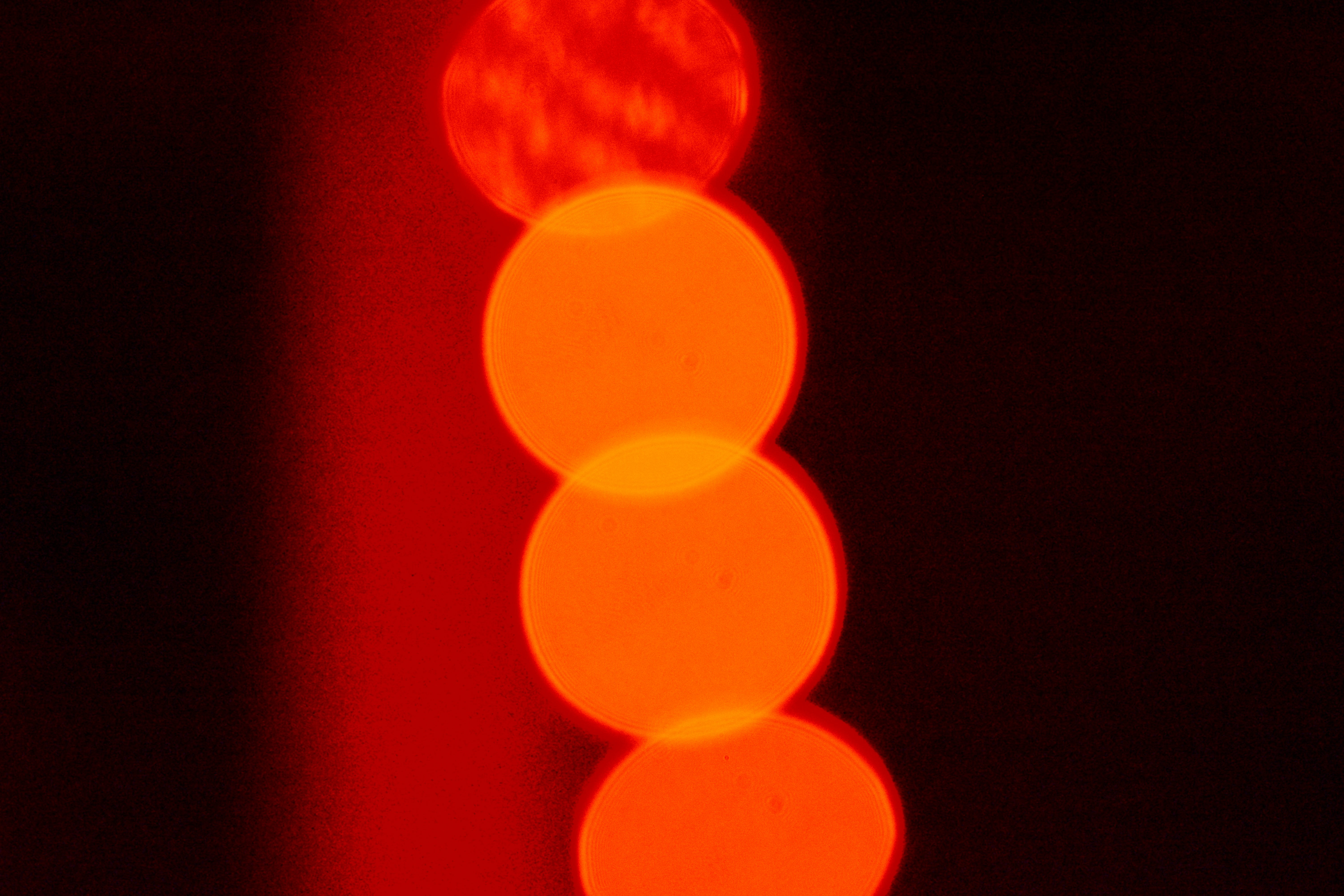 Vertical Orbs of Red Light