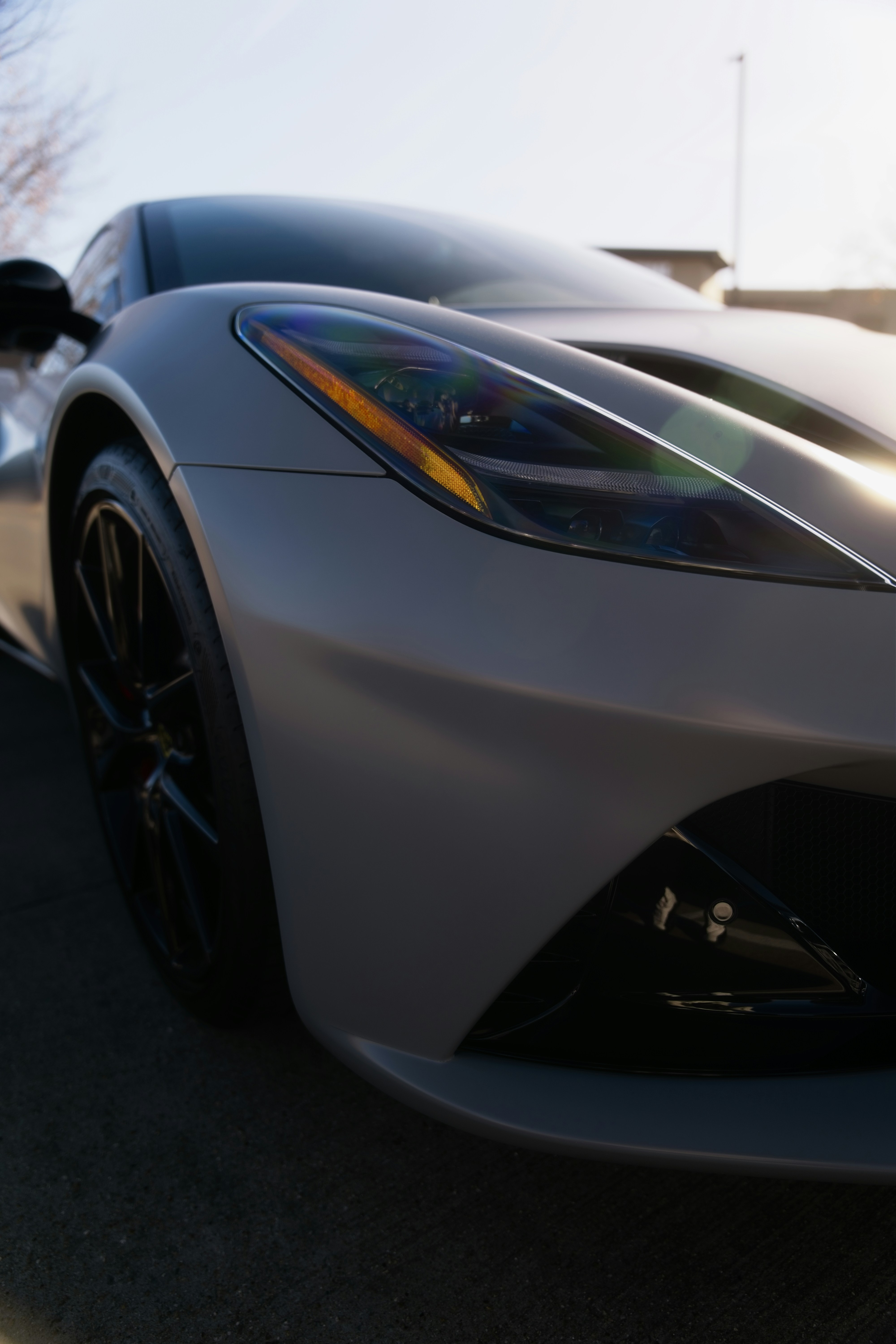 Aromatic Speed: Front Quarter of a Silver Hypercar