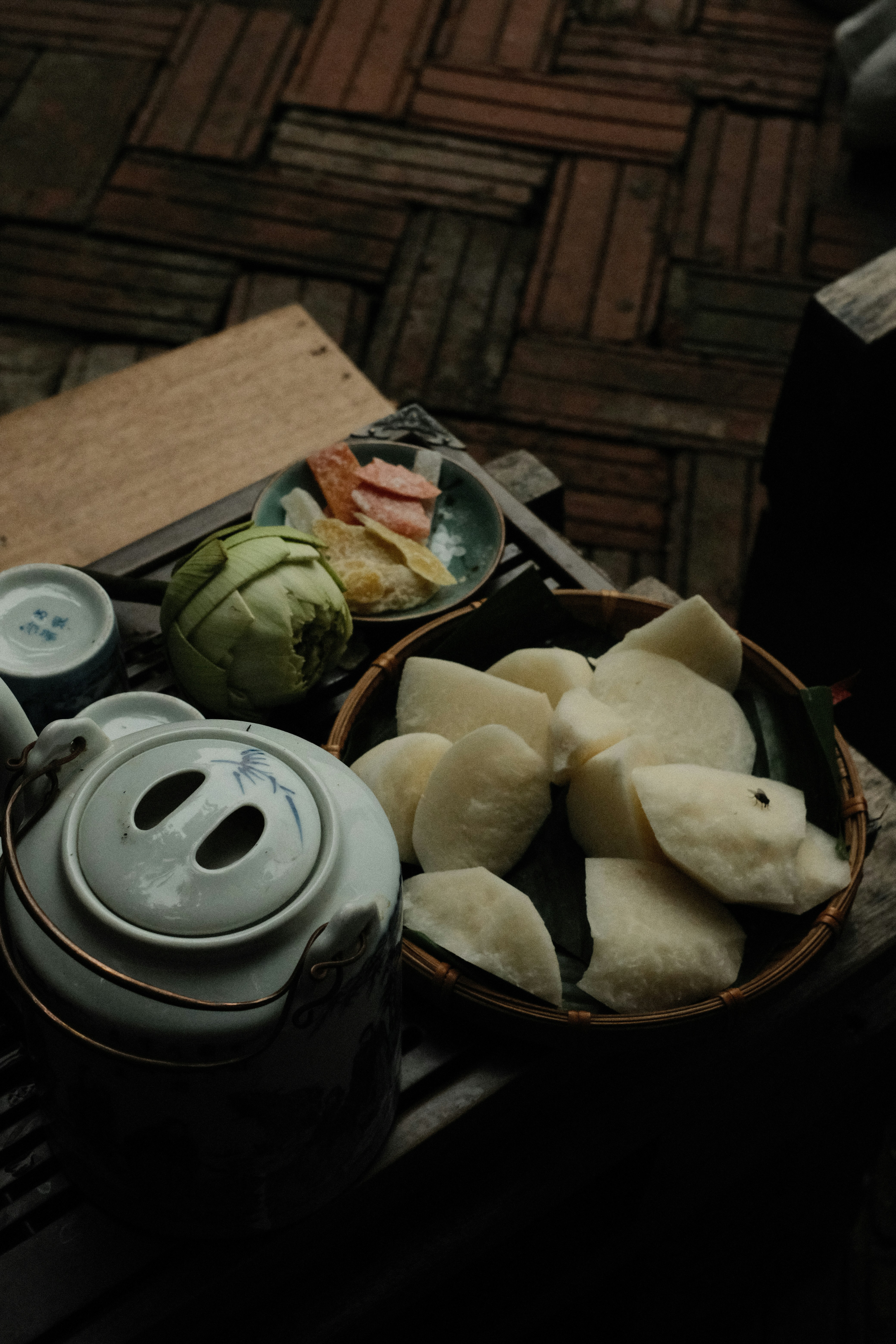 Warm Snack Basket Under Dim Light
