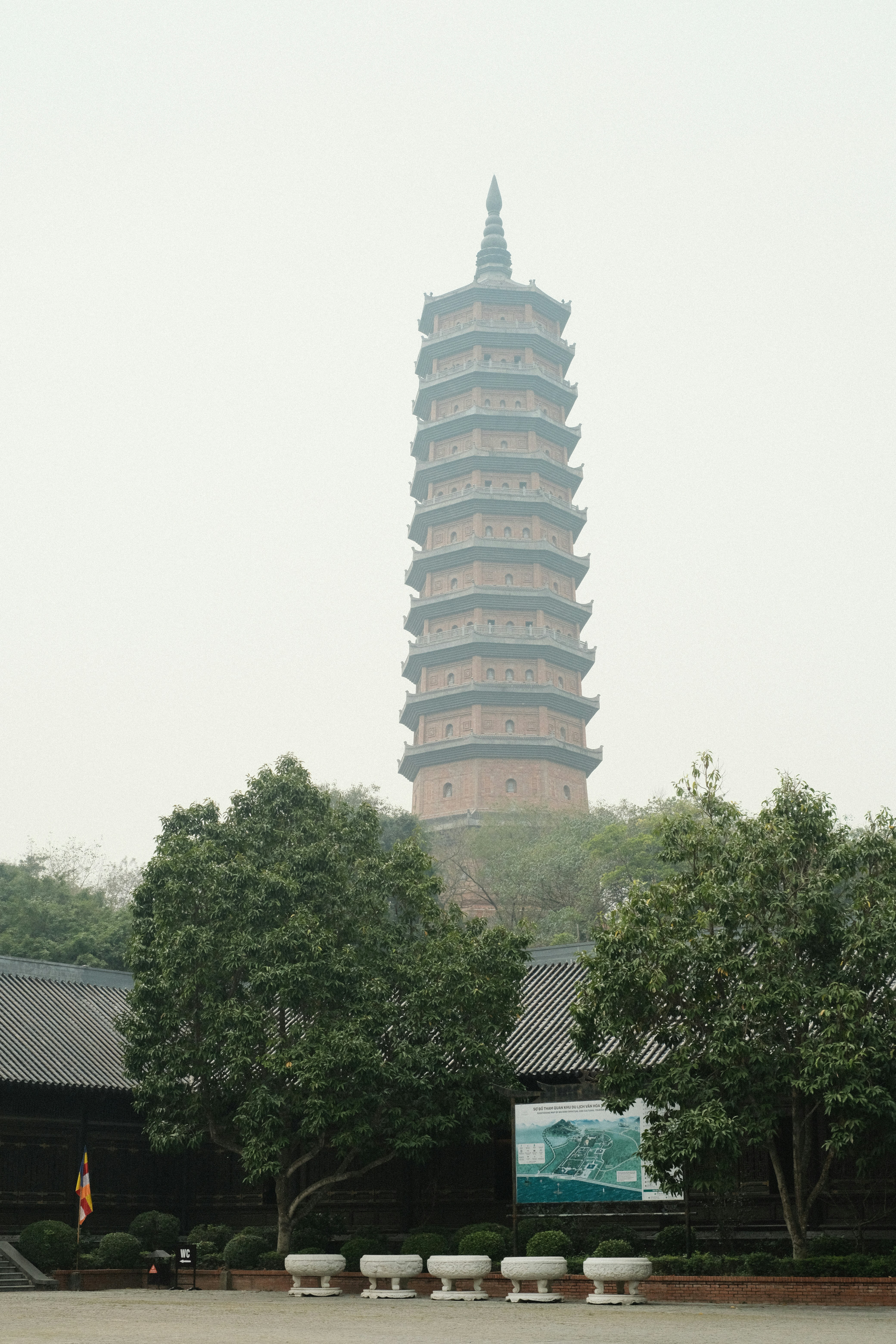 Central Pagoda Rising Above Courtyard Greens