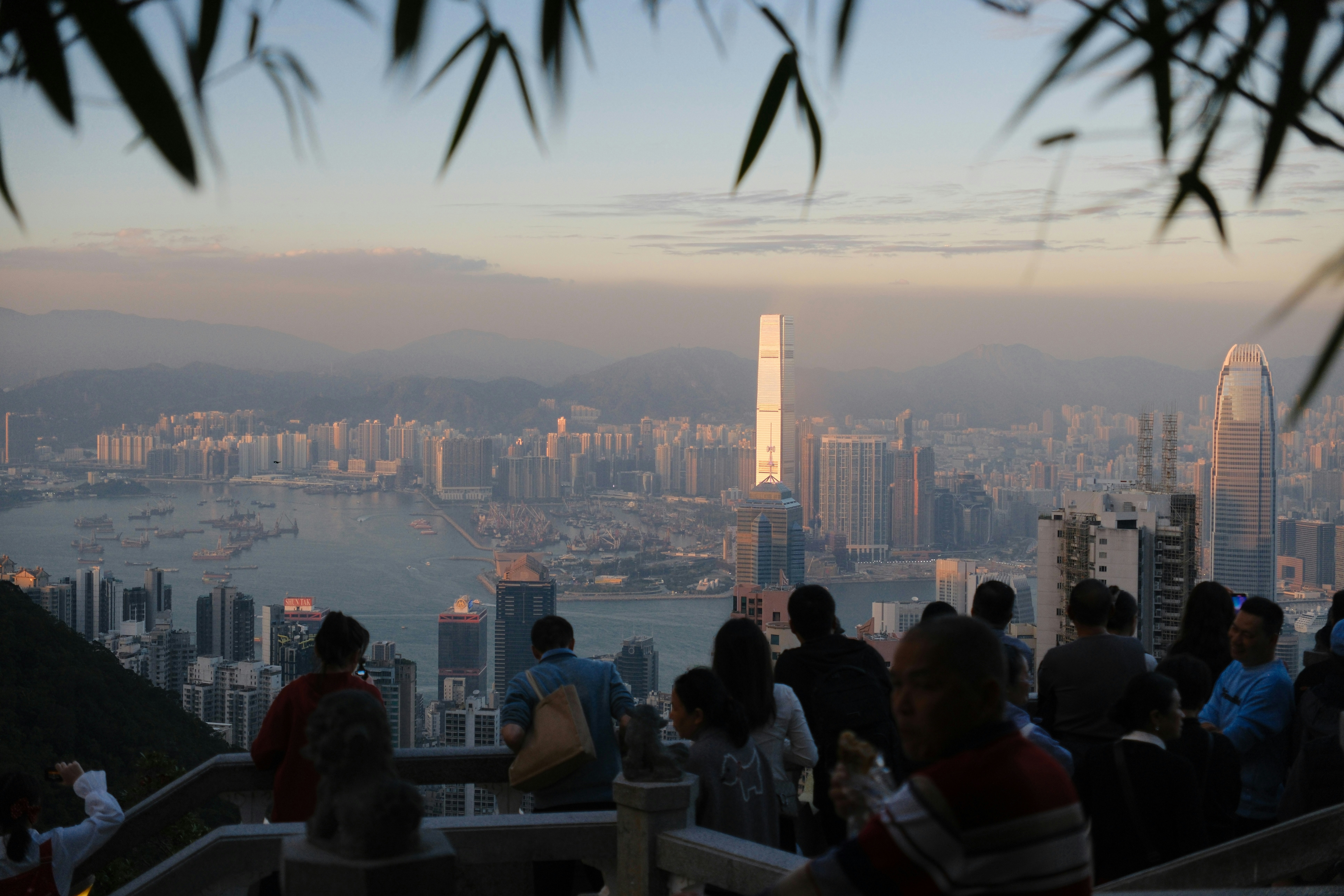 Sunset Vista Over a Crowded Harbour City