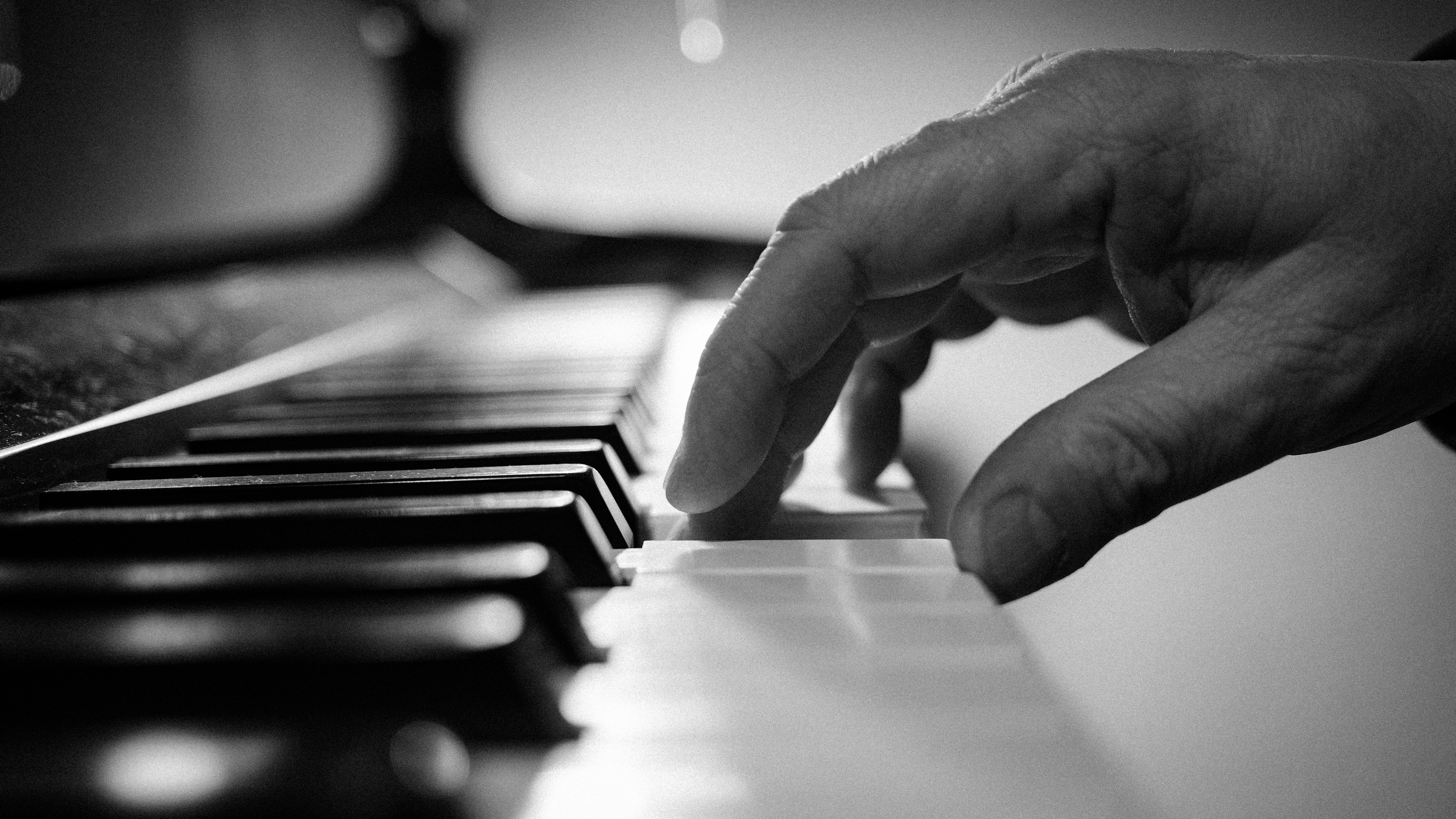 Key Presses in Monochrome: A Pianist's Focus