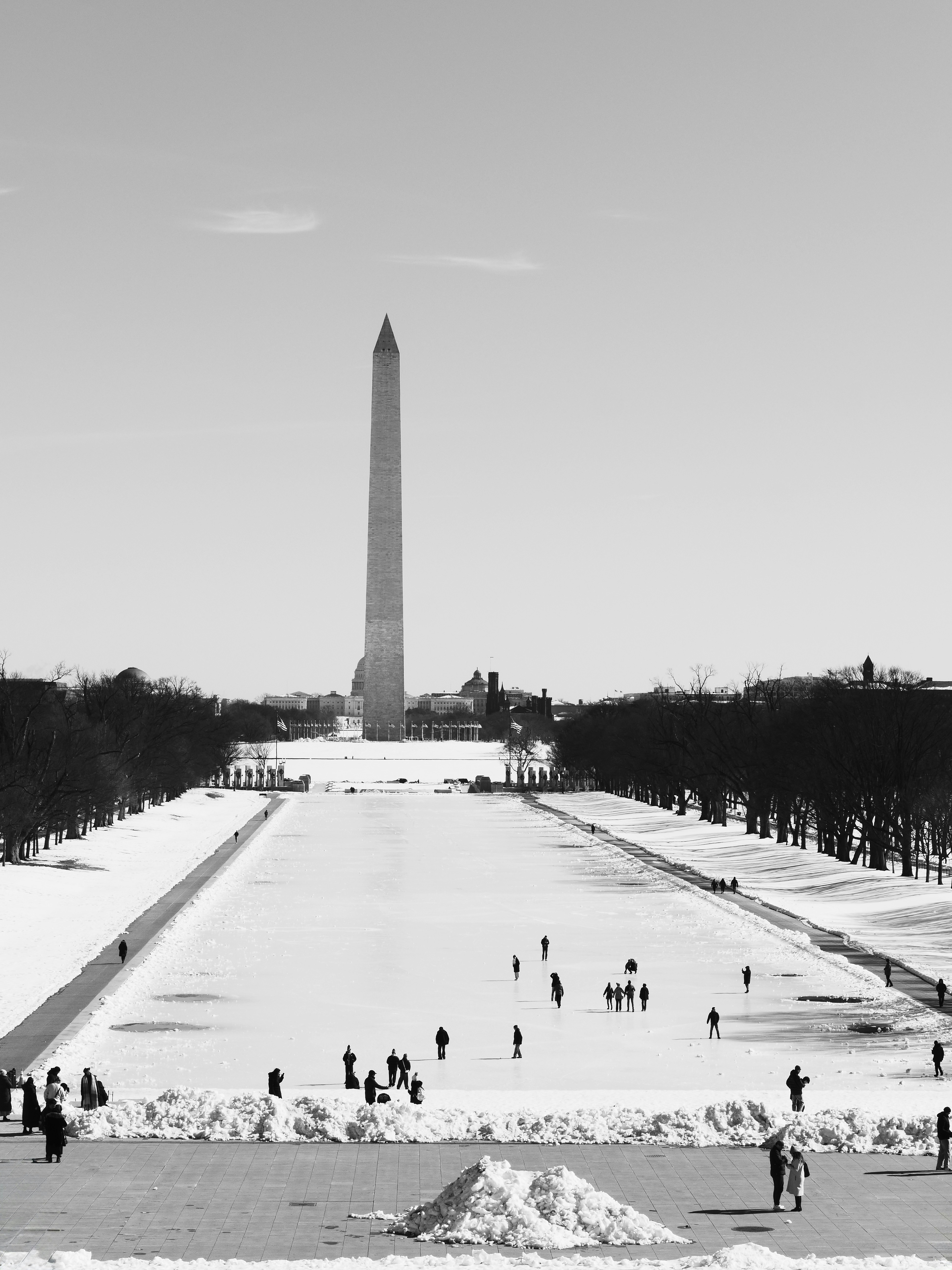 Washington in Snow: The Obelisk Pierces the Pale Sky