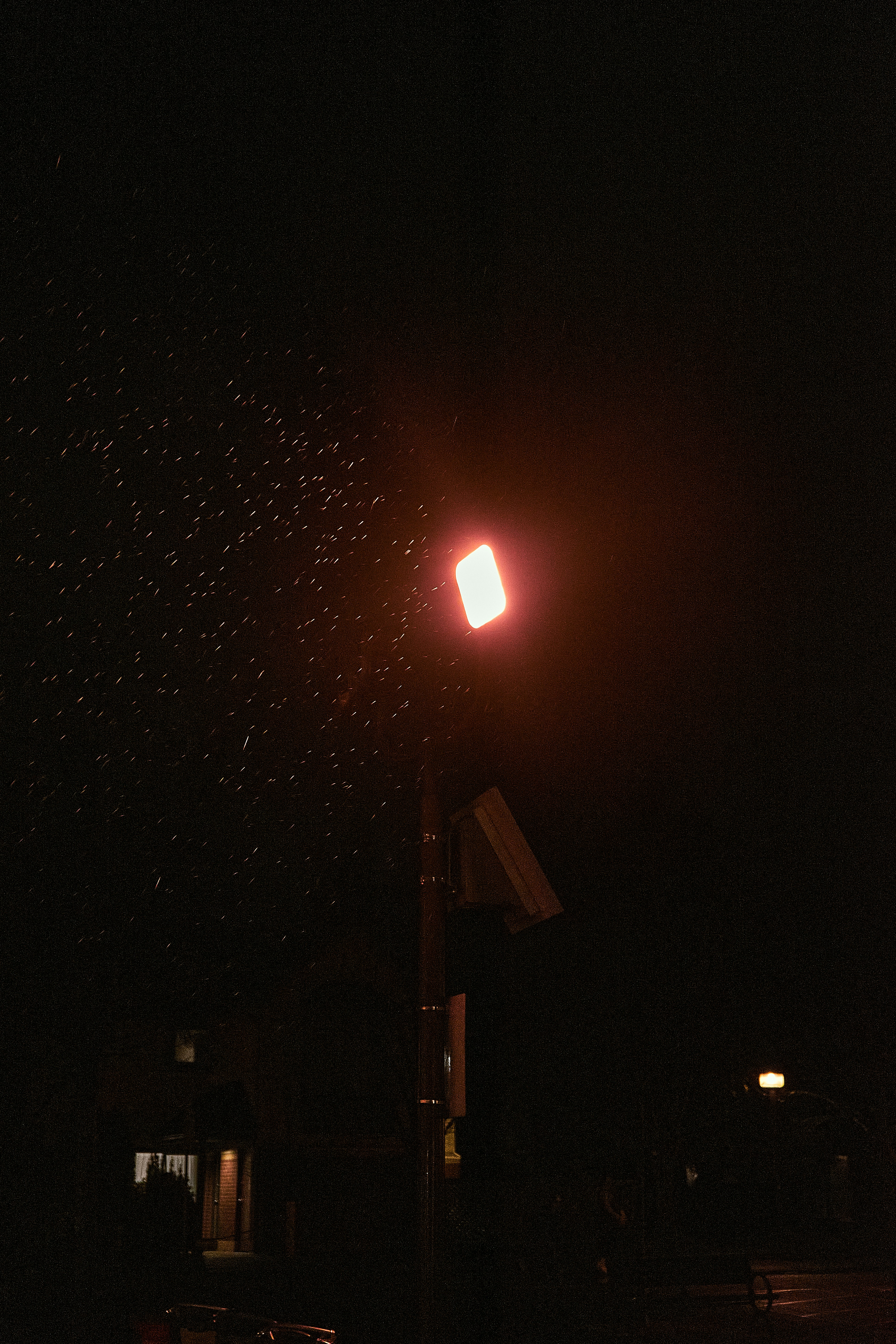 Night Street Lantern with Snow Sparks