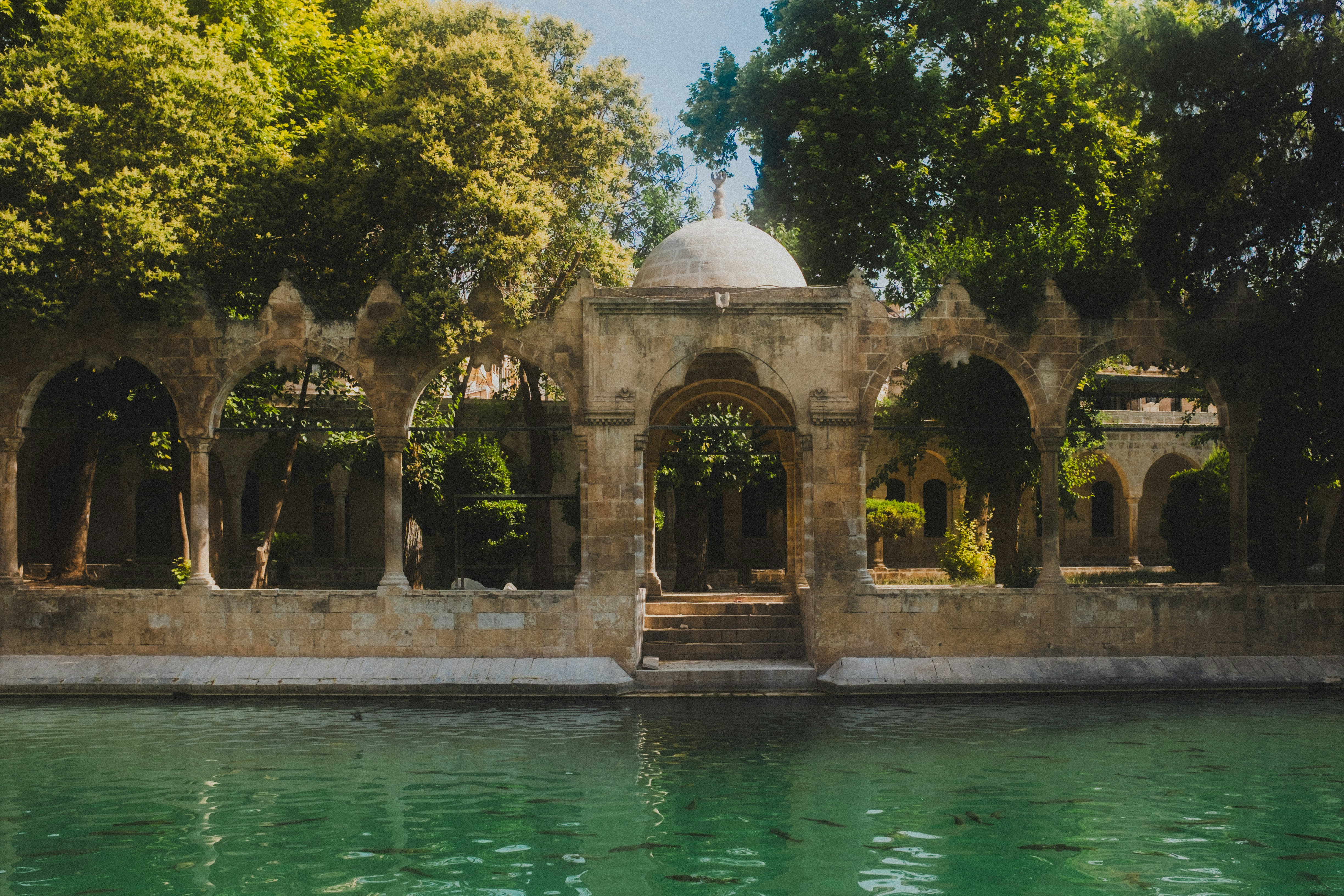 Ruined Arcade Over Crystal Waters