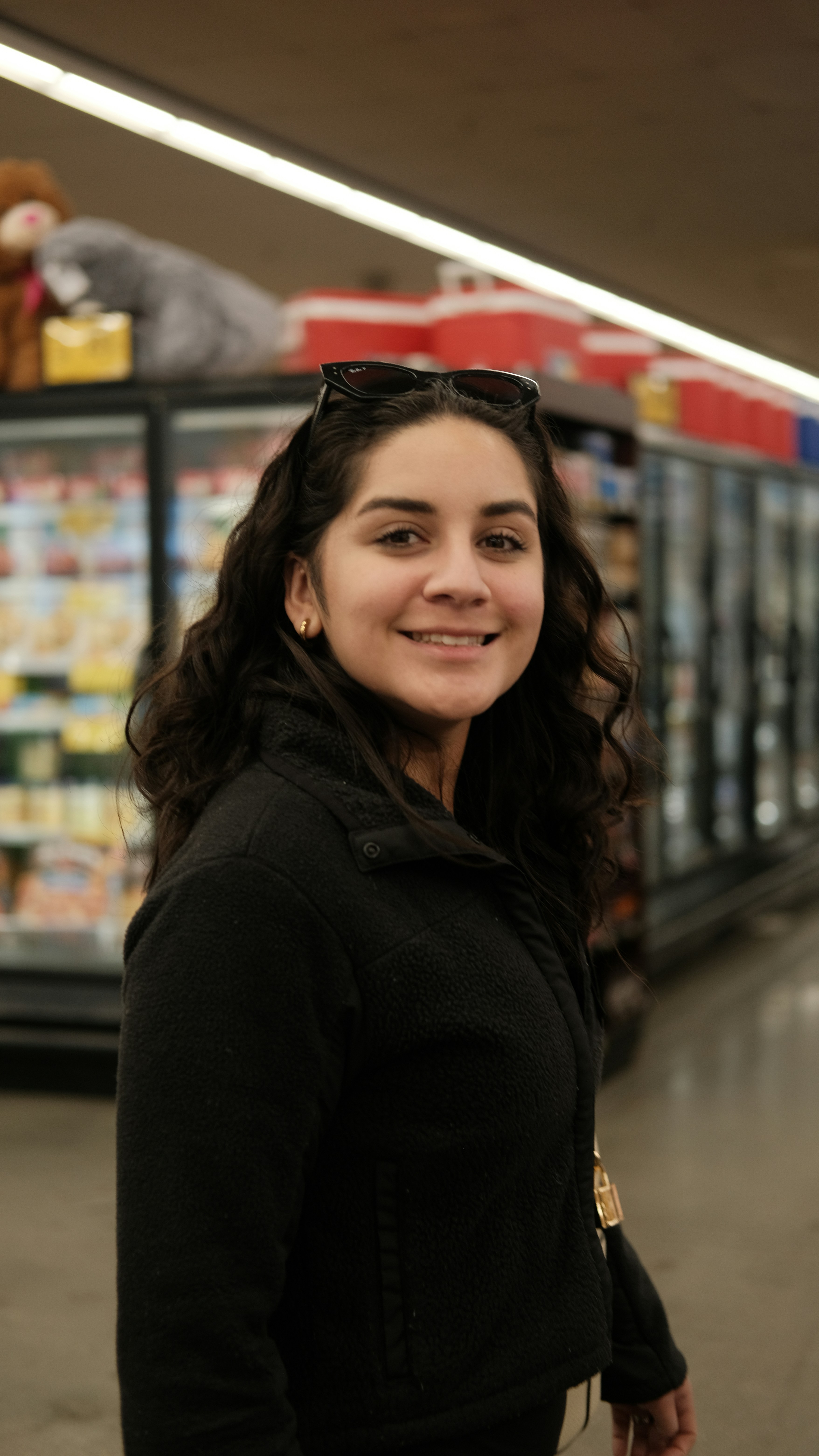 Soft Neon Smile in Aisle Light