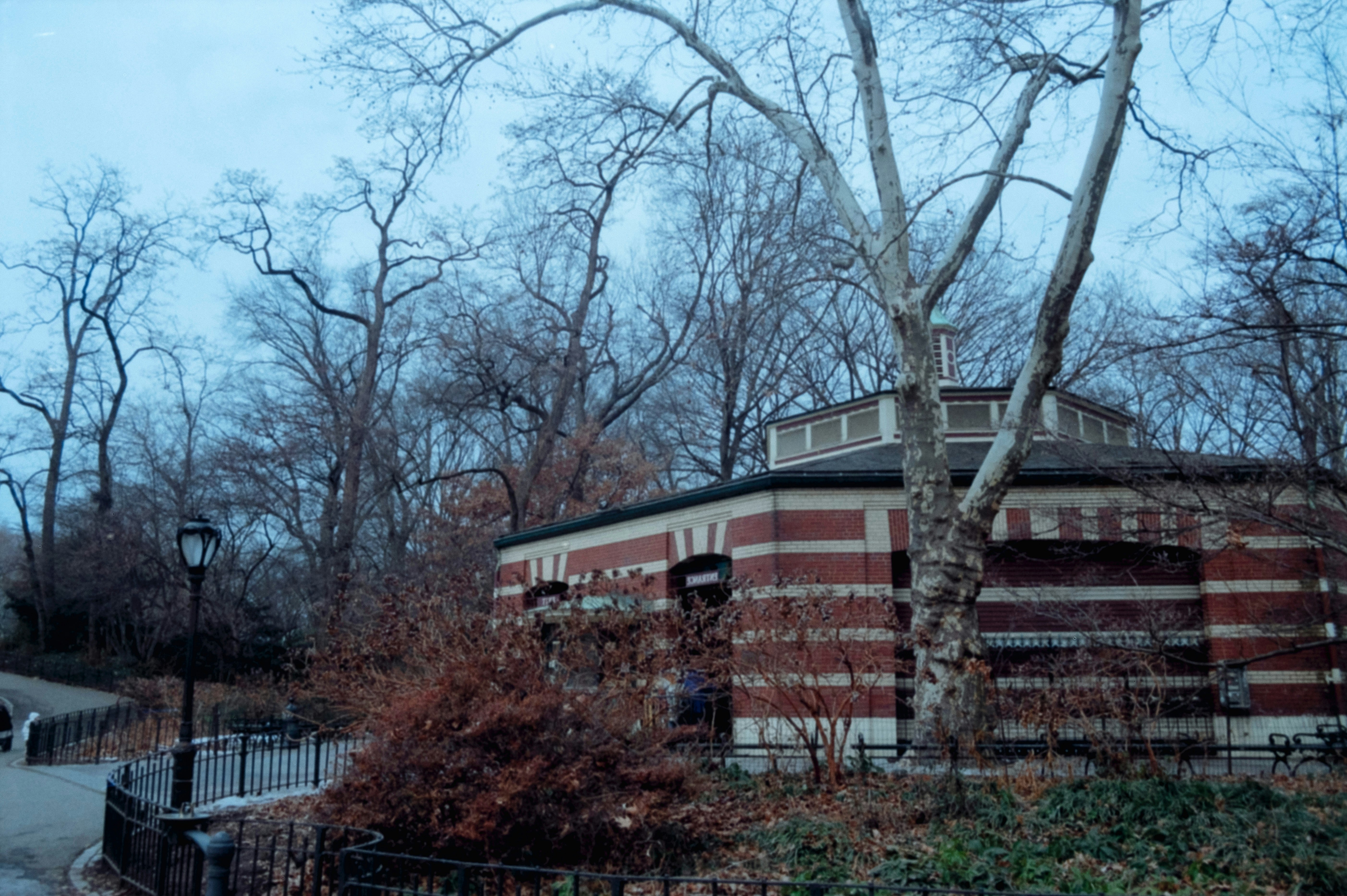 Red Brick Pavilion in a Quiet Urban Park