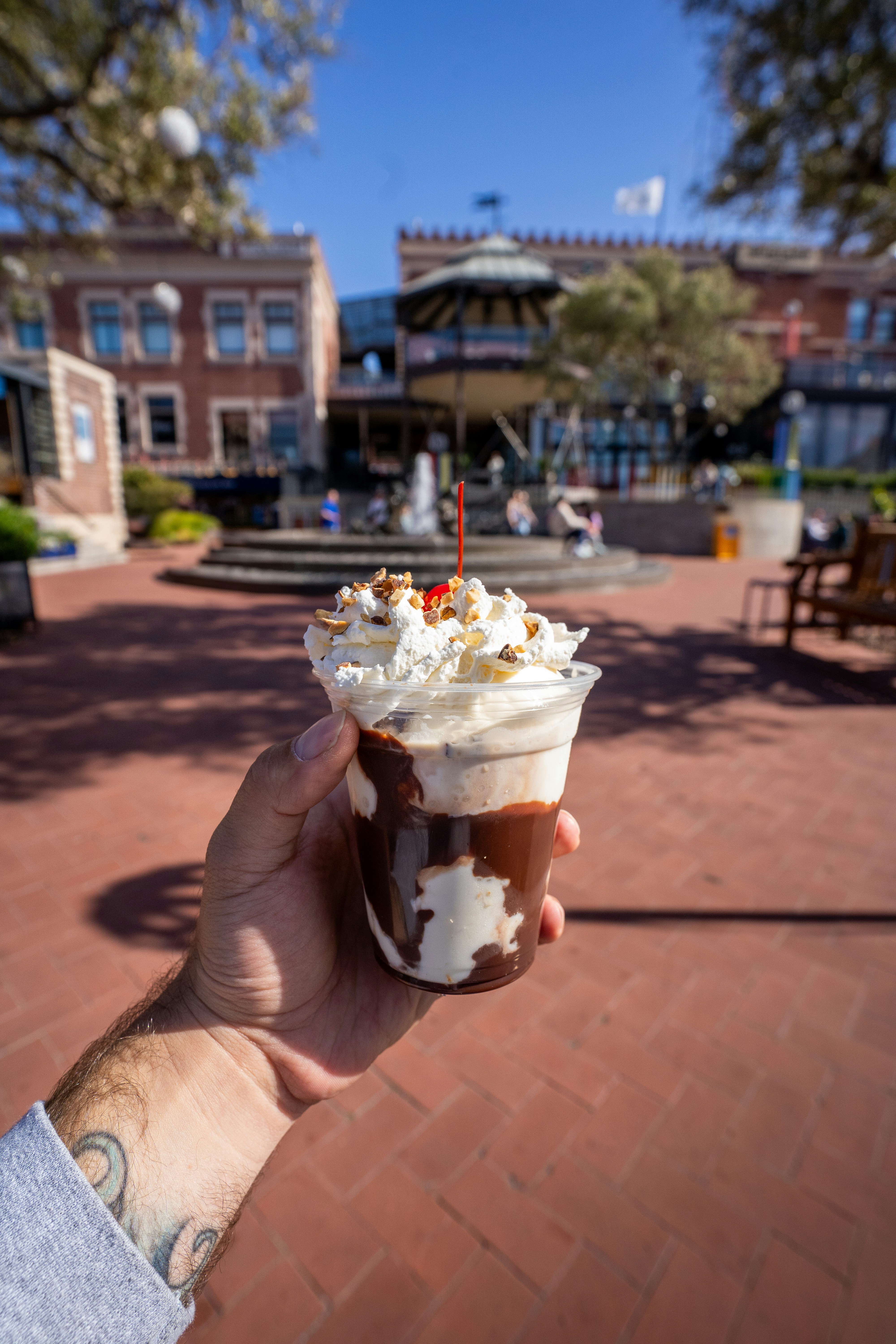 Ice-cold indulgence in a sunlit plaza