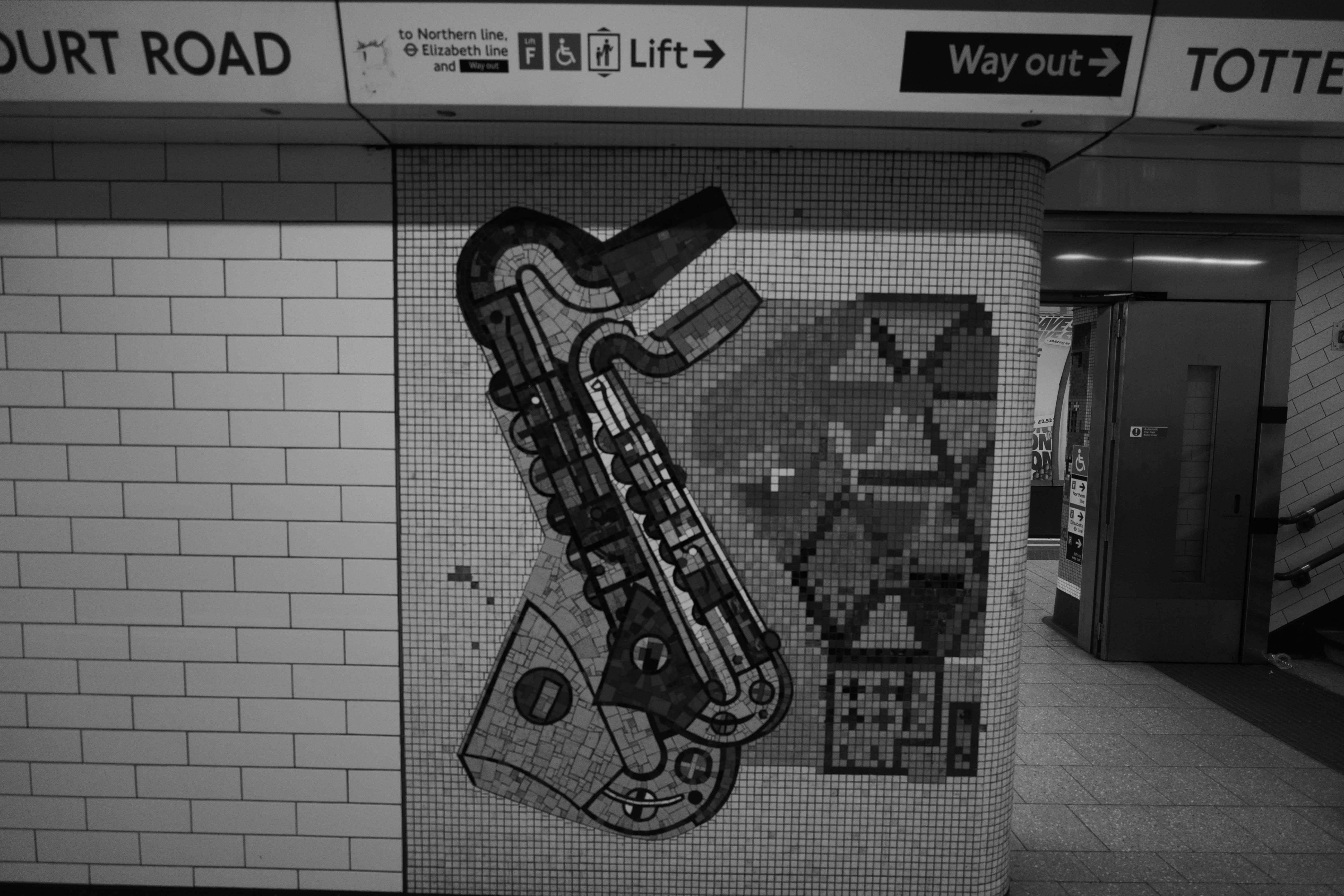  Subway Tile Mural of a Saxophone in an Underground Station