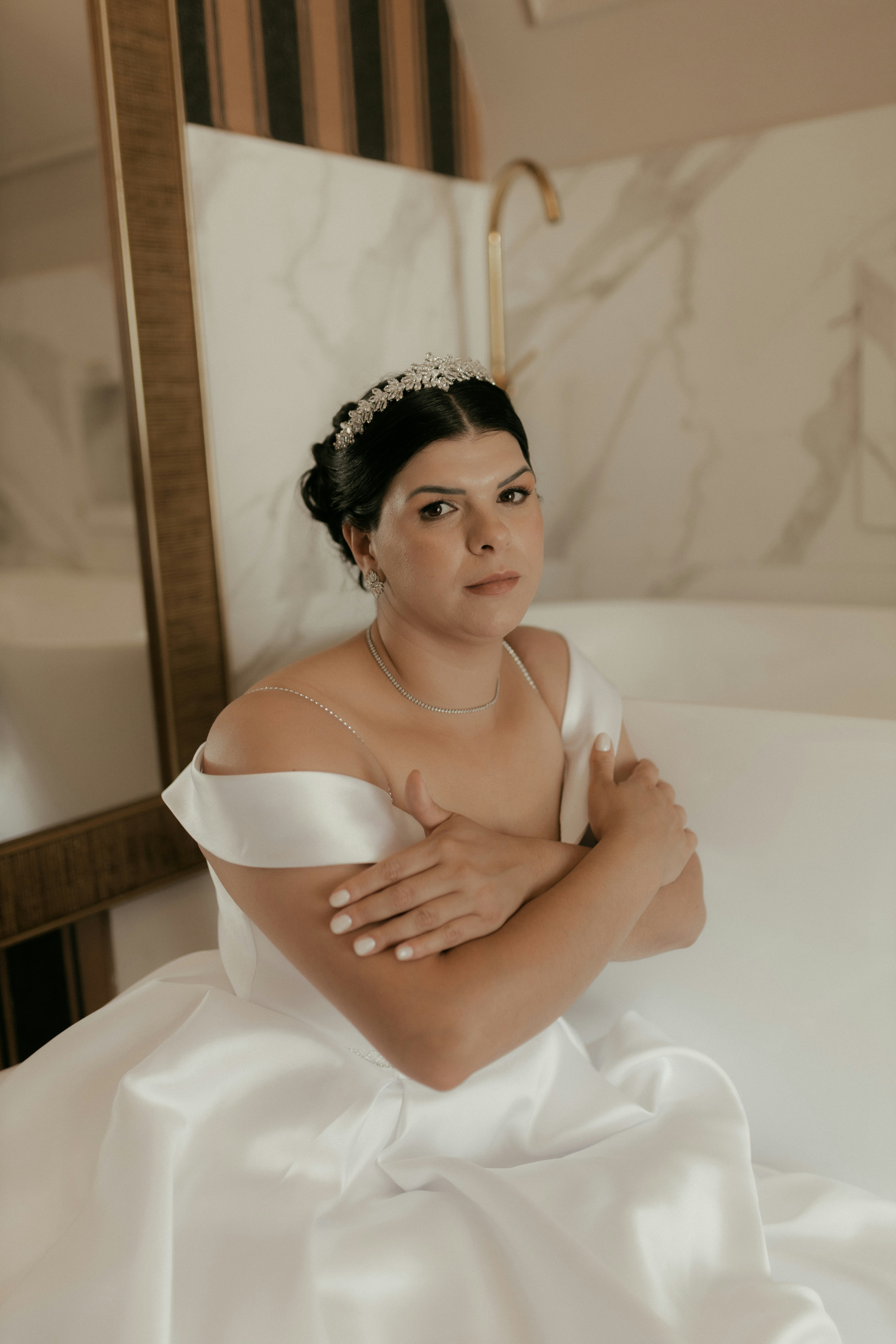Bride in White: Quiet Confidence in a Marble Room
