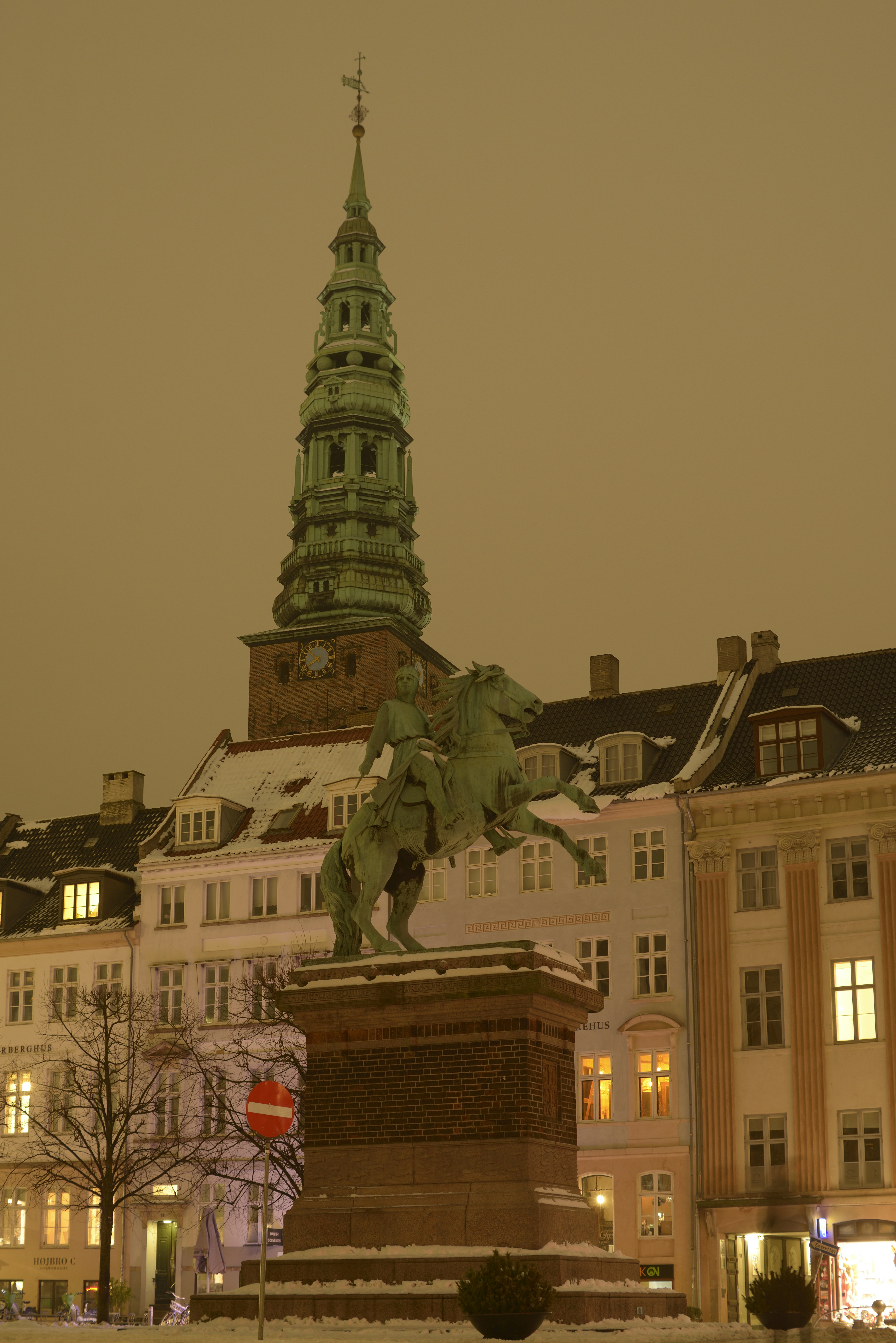 Equestrian Statue Beneath a Clocktower: Winters in Old Town