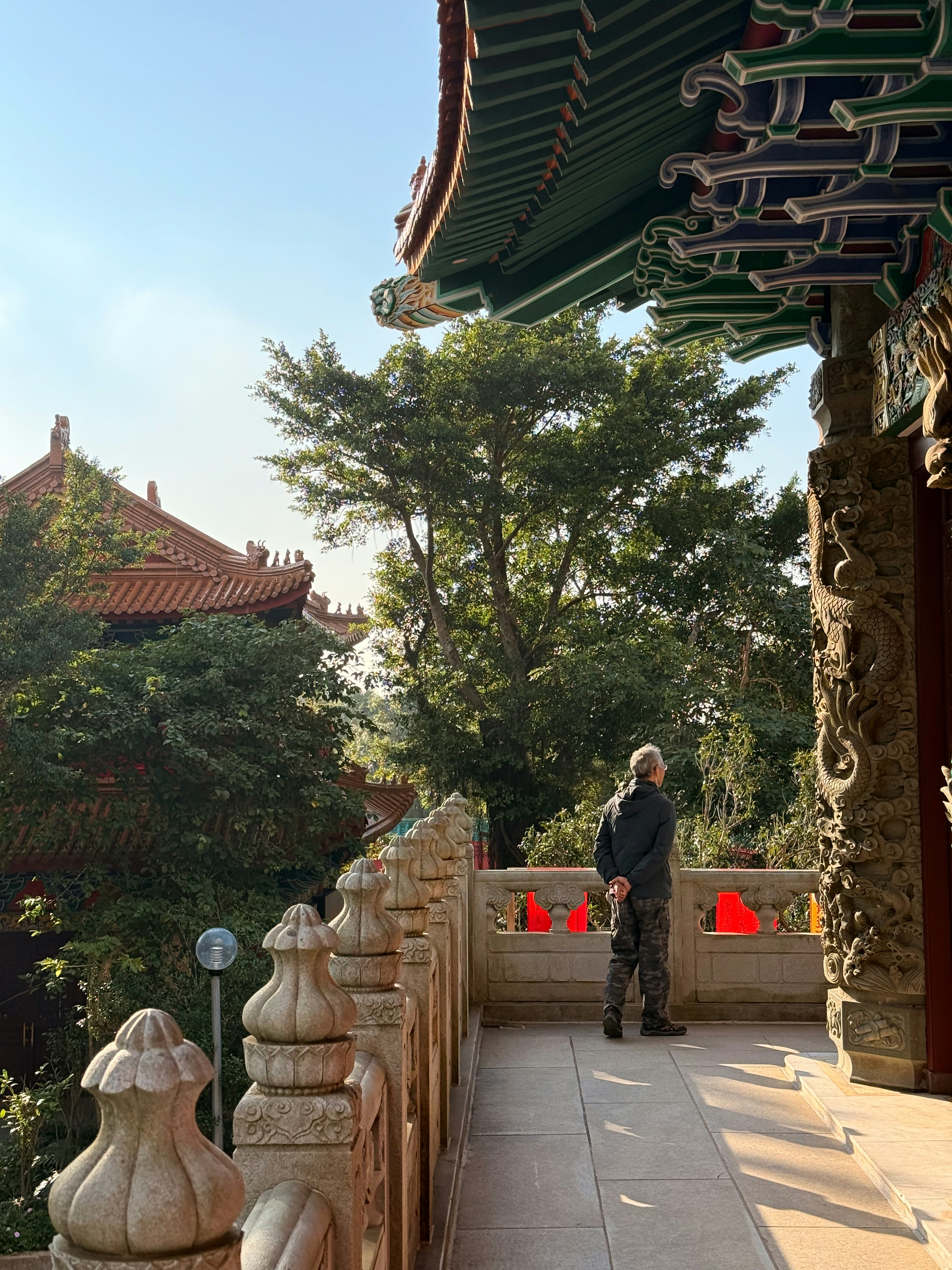 Quiet Balcony Over Temple Courtyard