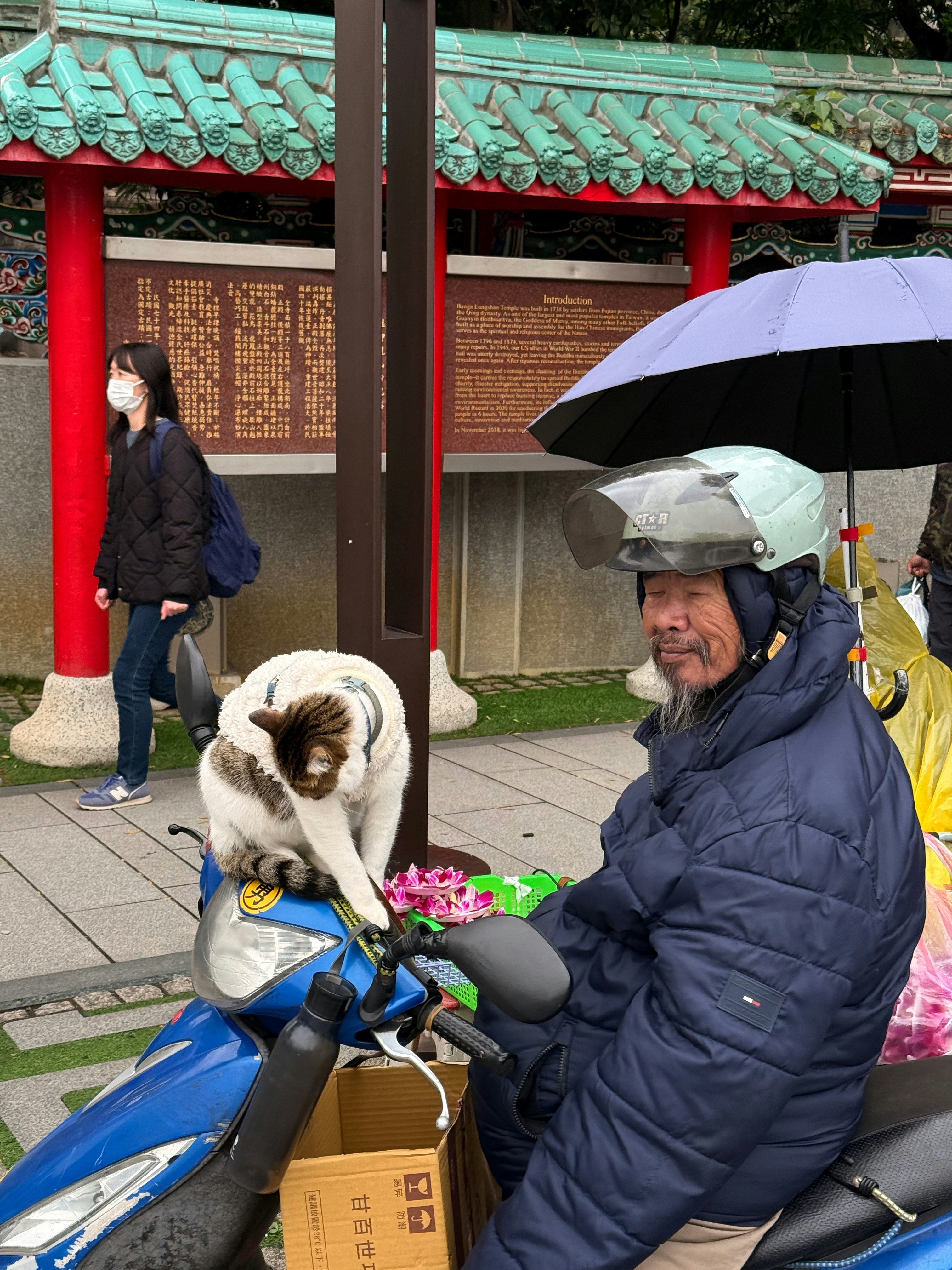 Scooter Portrait in a Temple Courtyard