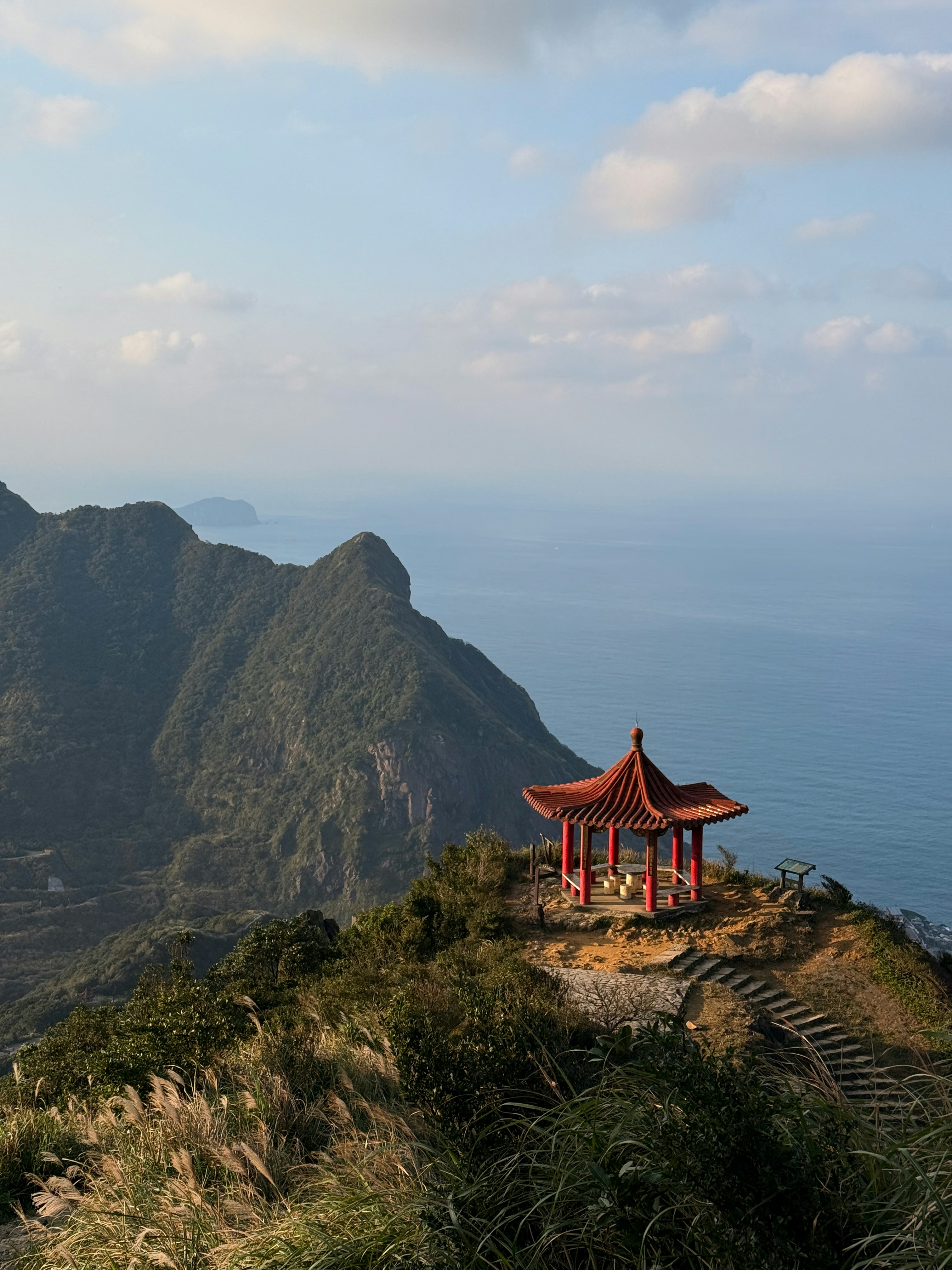 Red Pavilion Clifftop Overlook Above the Sea