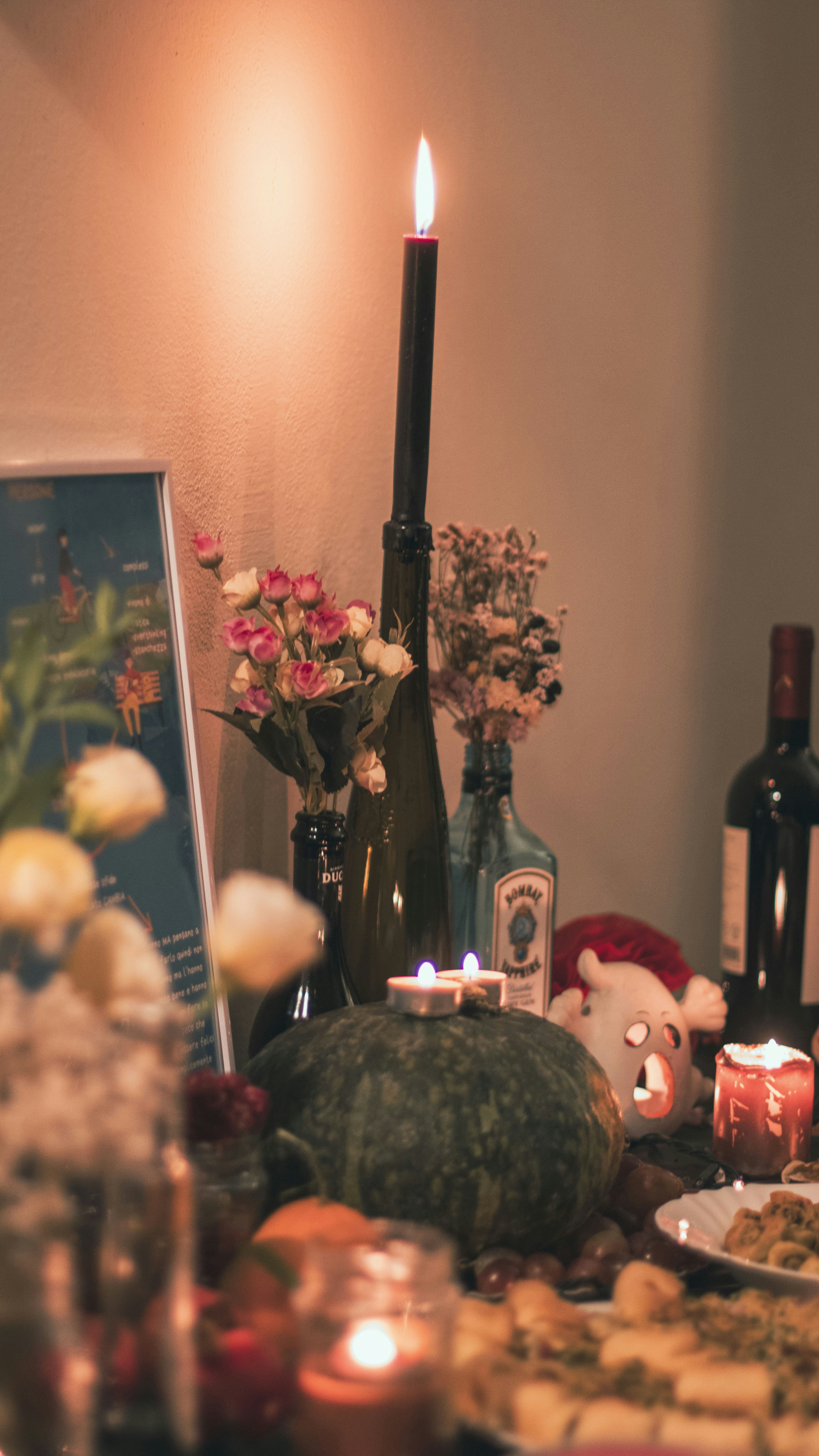 Candlelit Altar of Remembrance with Floral Accents