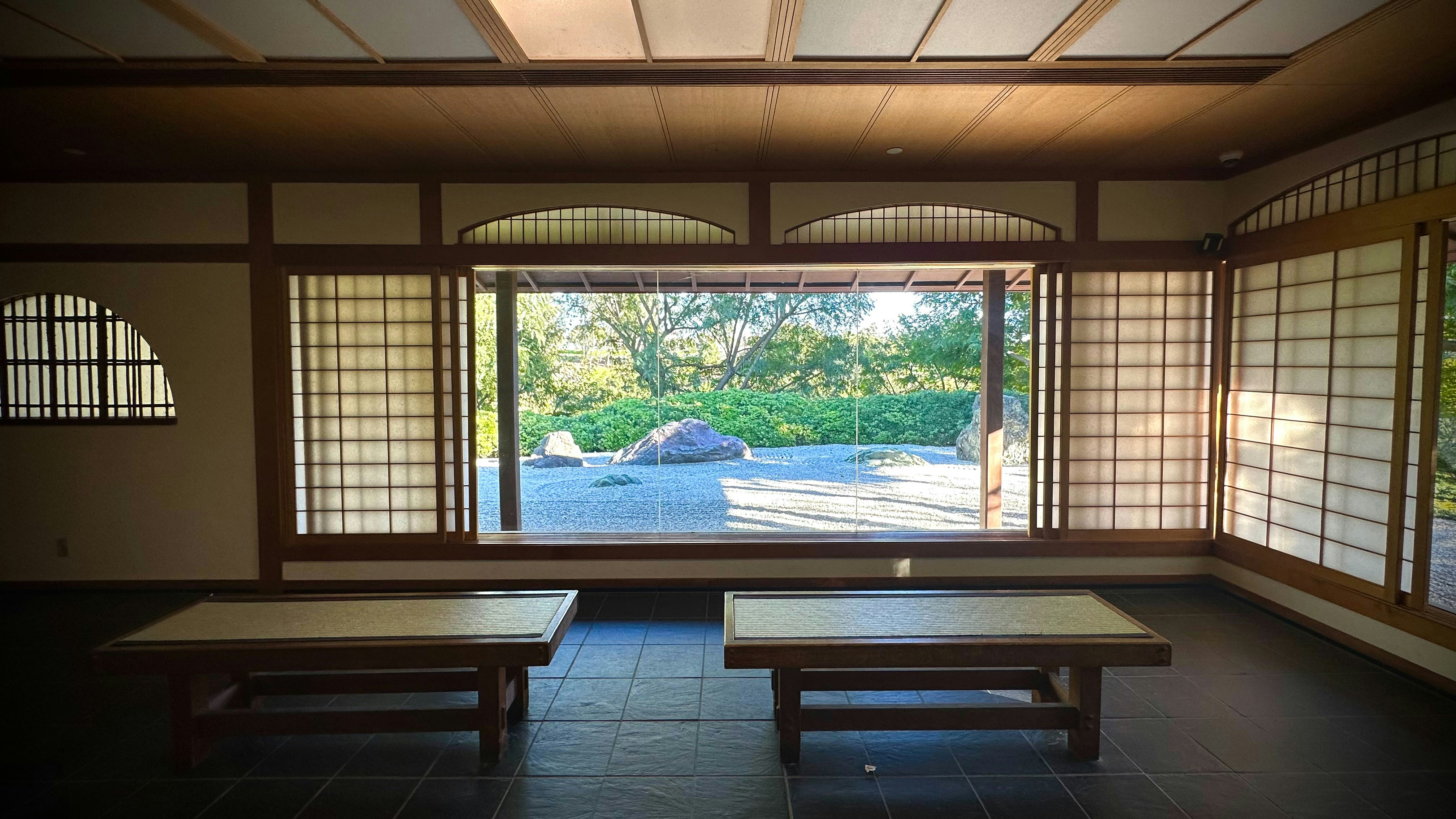 Quiet Japonisme: Open Shoji Window Framing a Garden Oasis