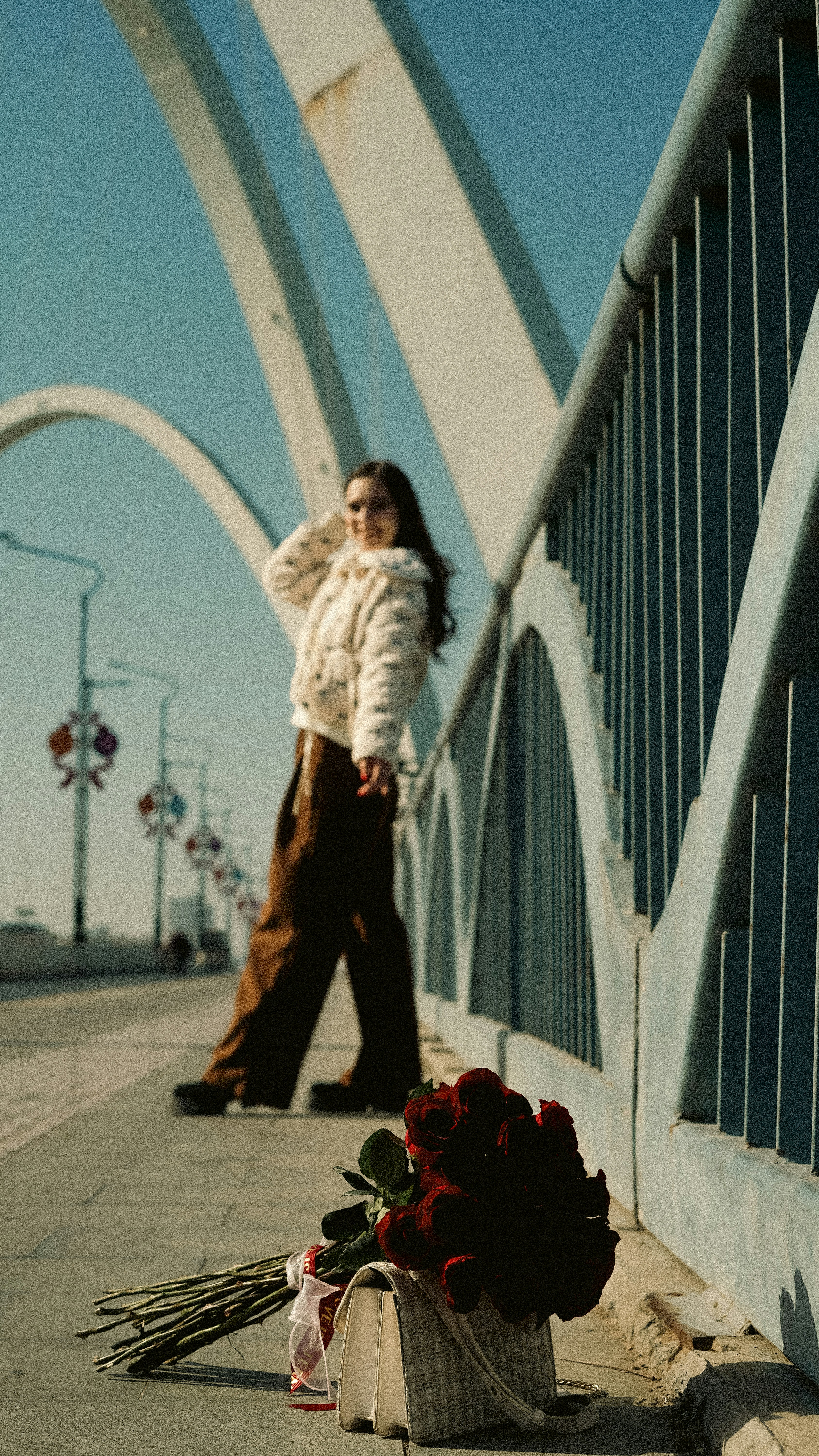 Bouquet on the Curb: A Quiet Moment at the Bridge