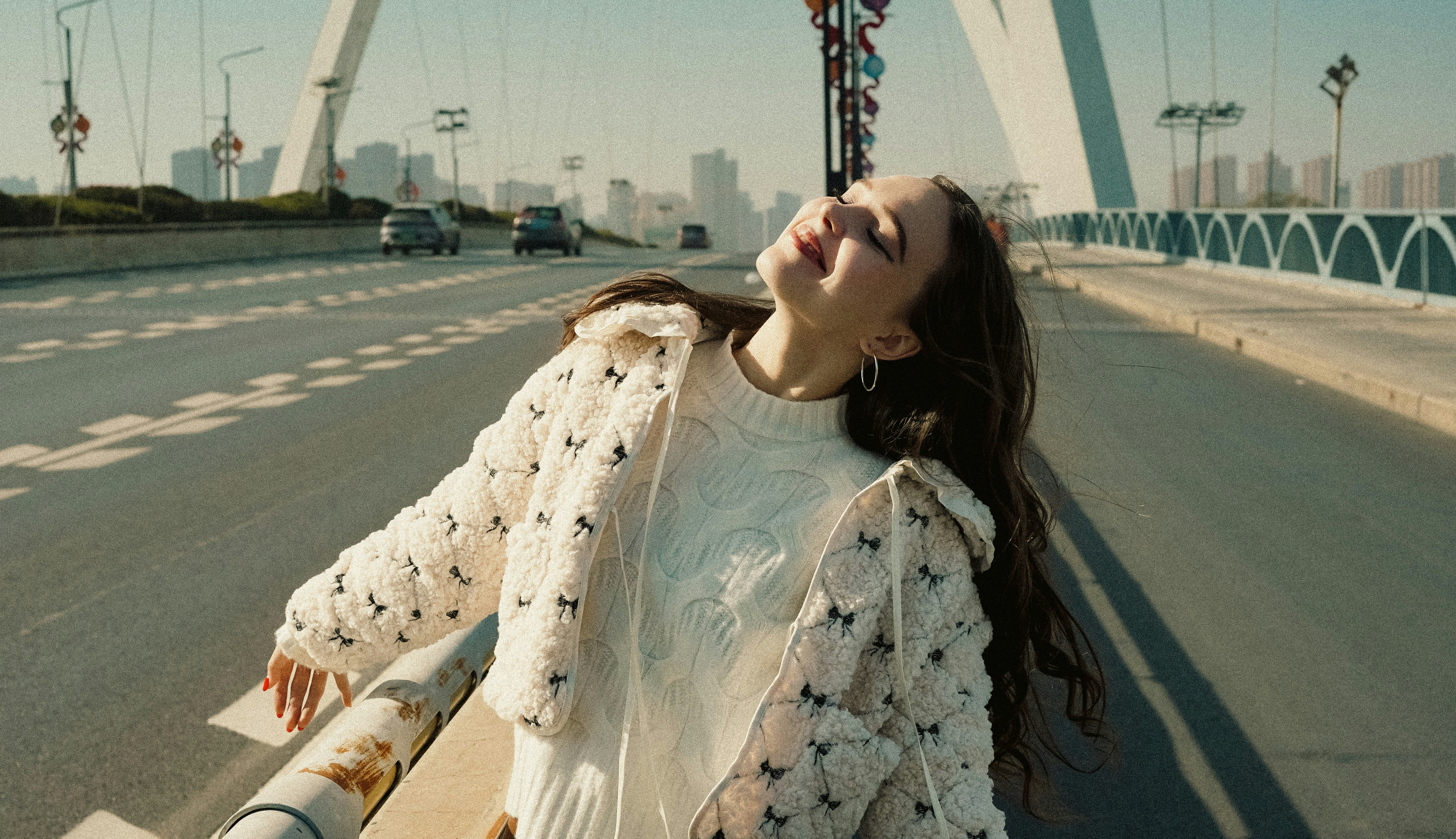 Sunlit Smile on a City Bridge