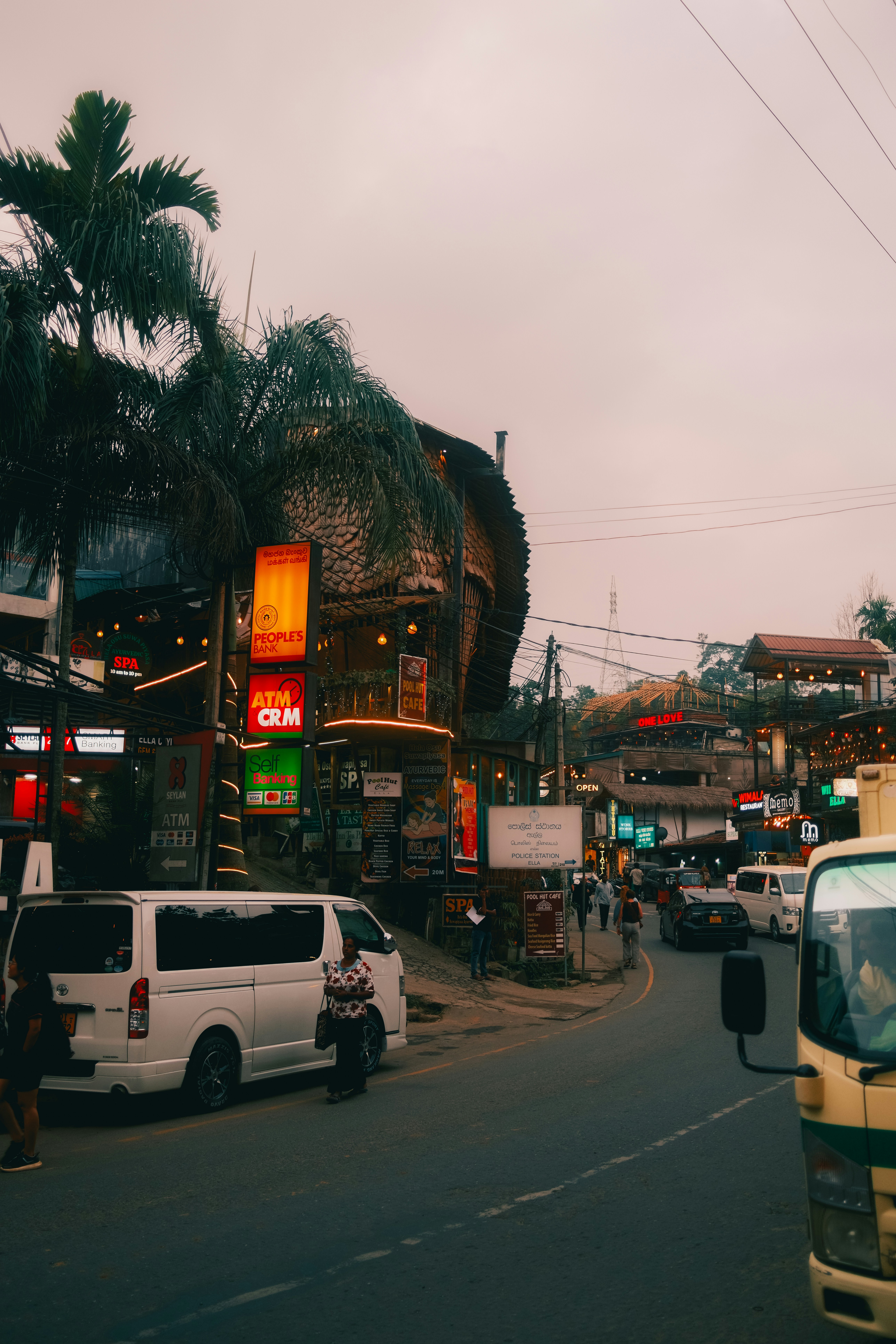 Sunlit Boulevard in a Bustling Coastal Market