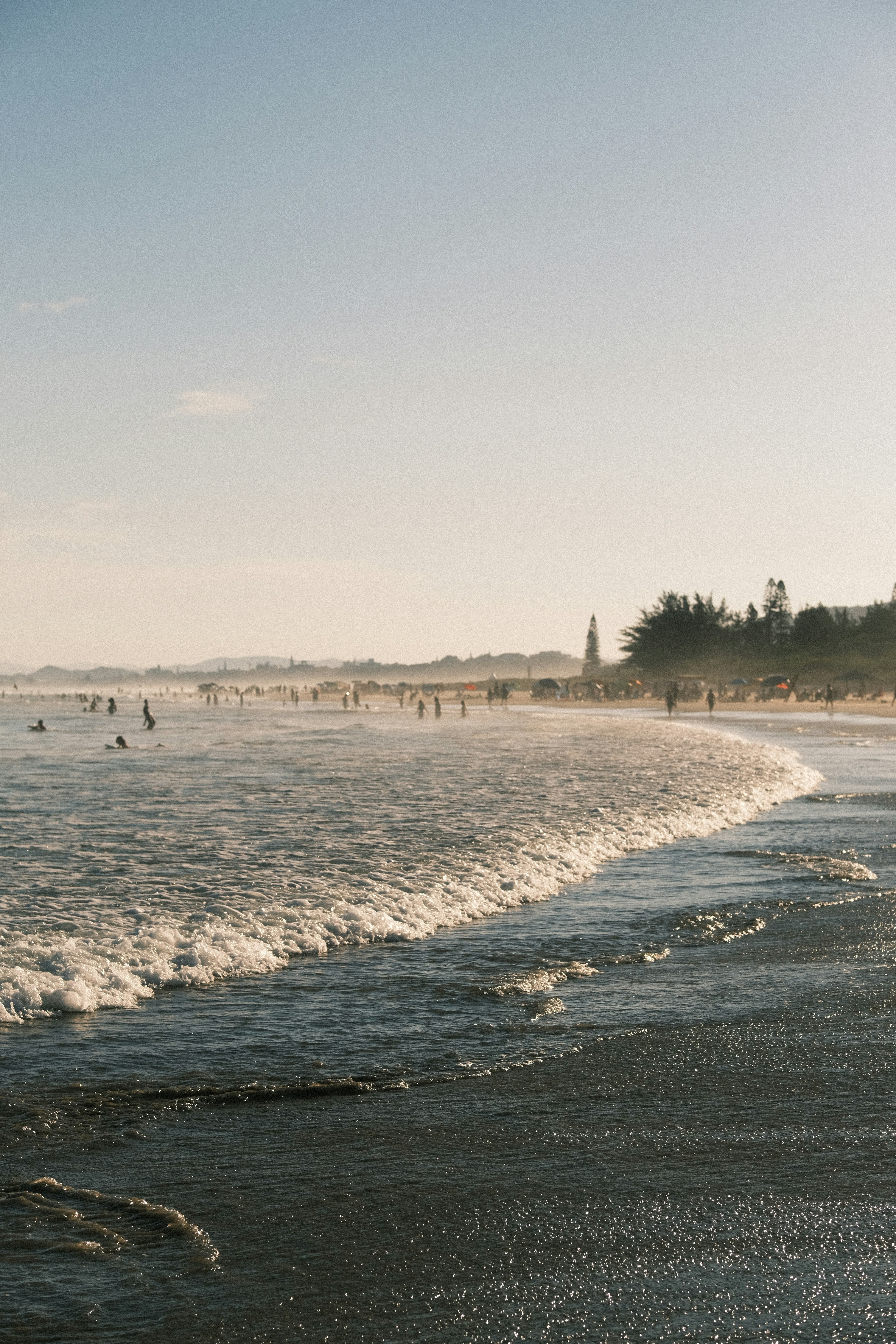 Sunlit Morning Tide at the Broad Beach