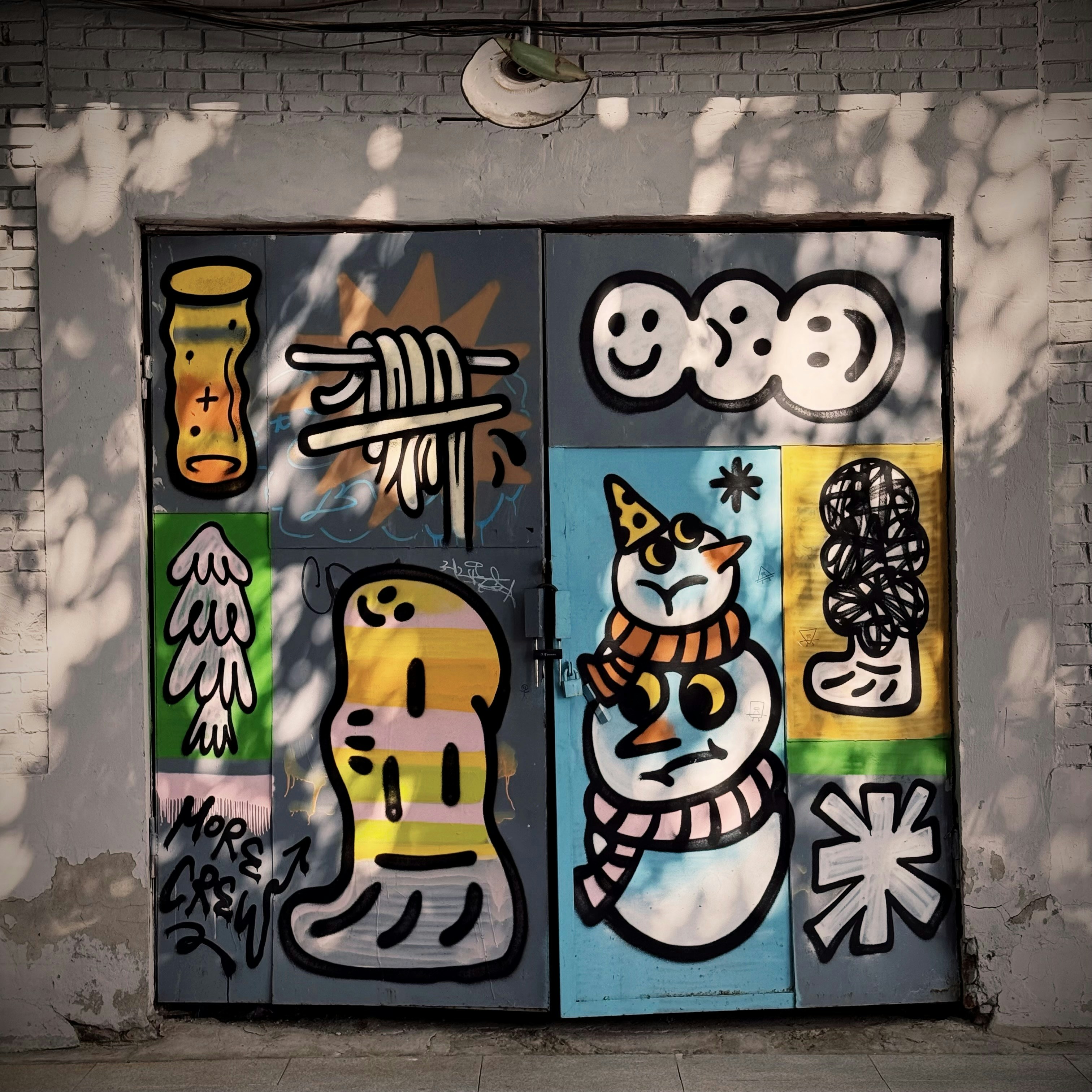 Colorful Doorway of Whimsy: A Street Graffiti Tableau