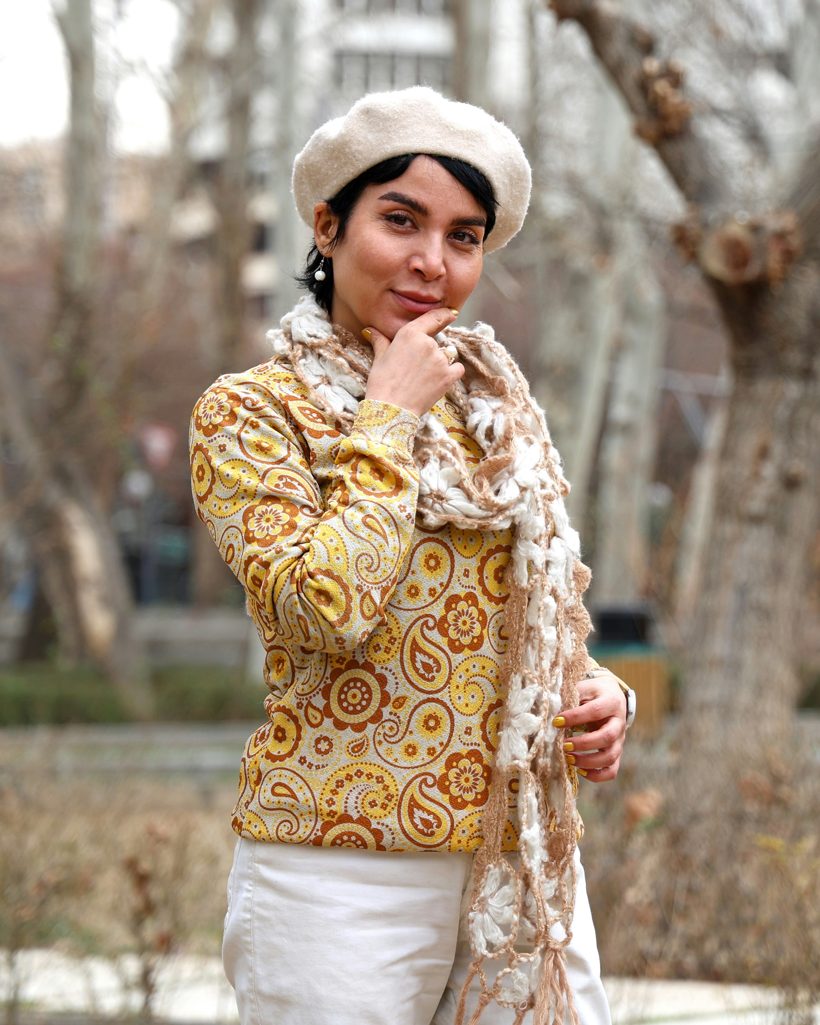 Paisley Patterns and Soft Light: Portrait in a Winter Park