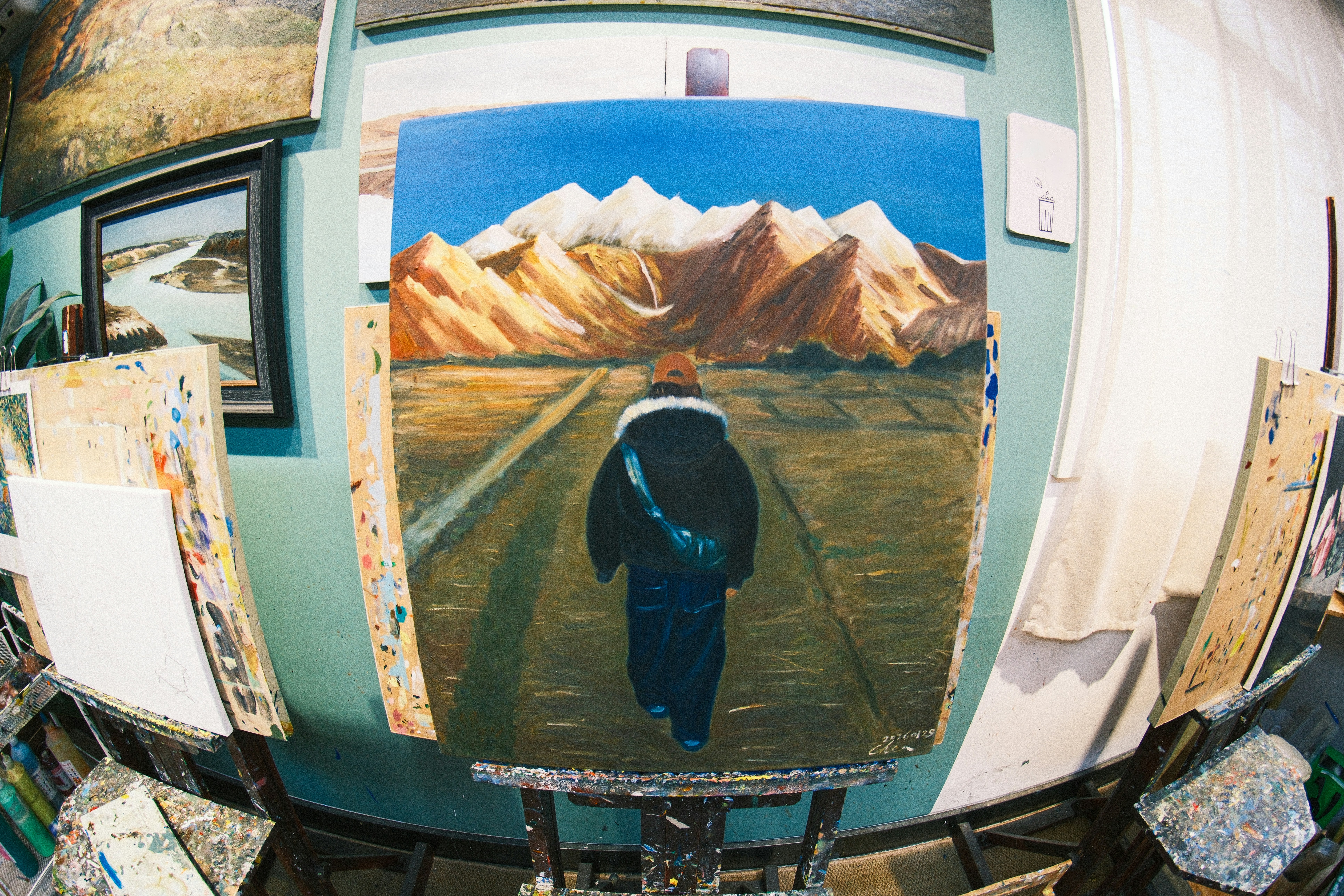 Traveler in an Alpine Portrait Studio