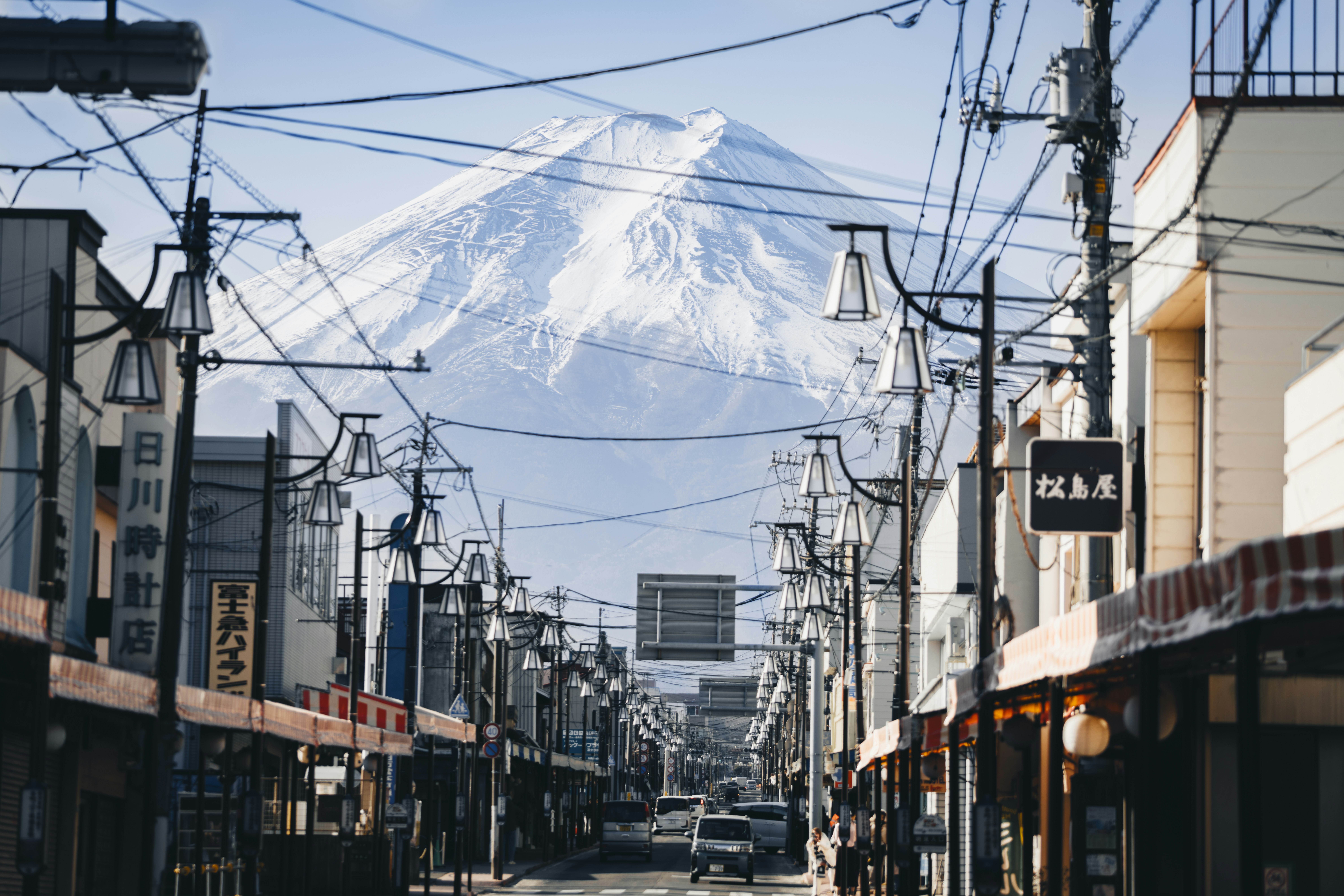 Fuji-lined Arcades: Tokyo Street Framing Mt. Fuji