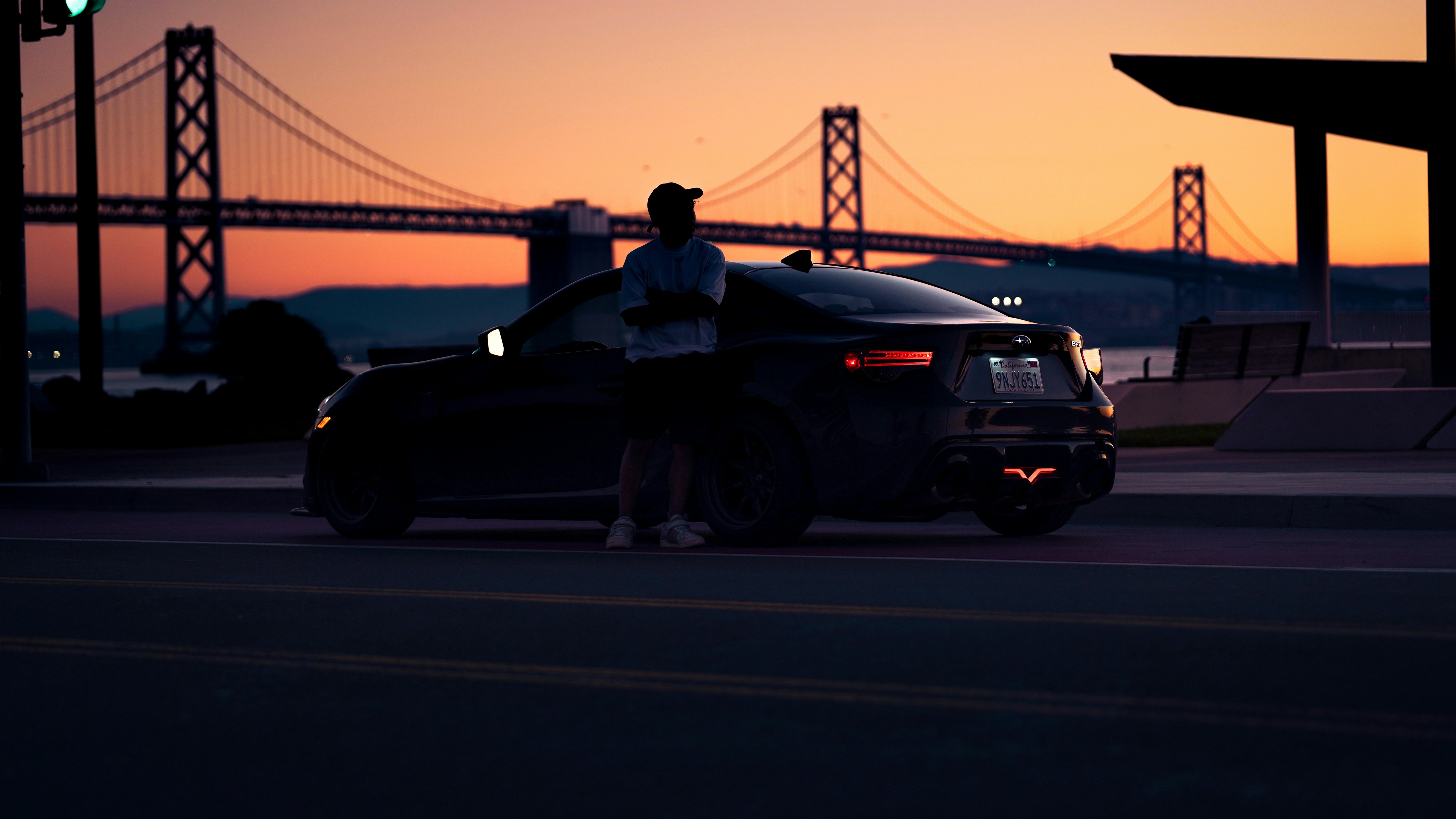 Silhouette at Sunset: A Car Portrait by the Bay