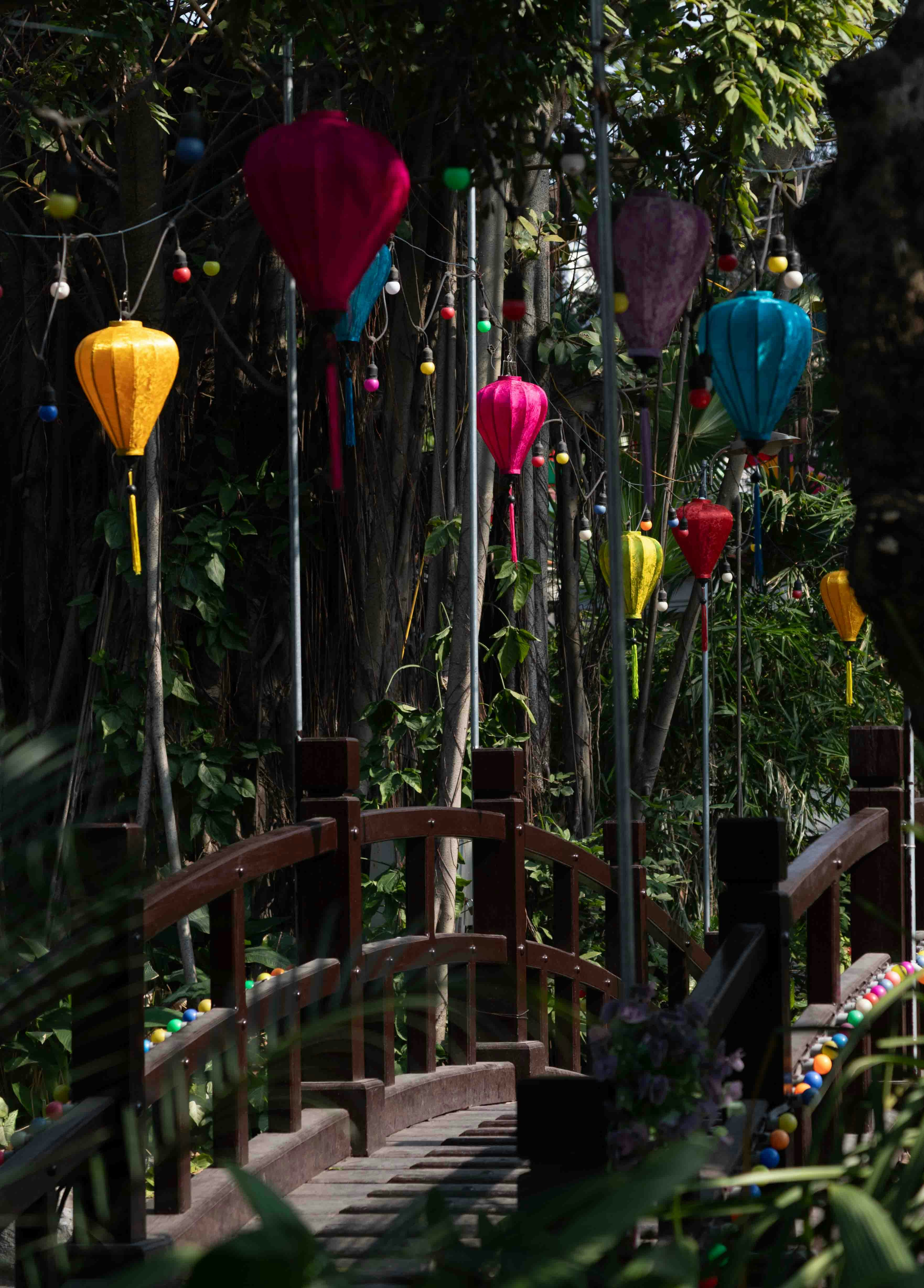 Lanterns Over a Painted Walkway