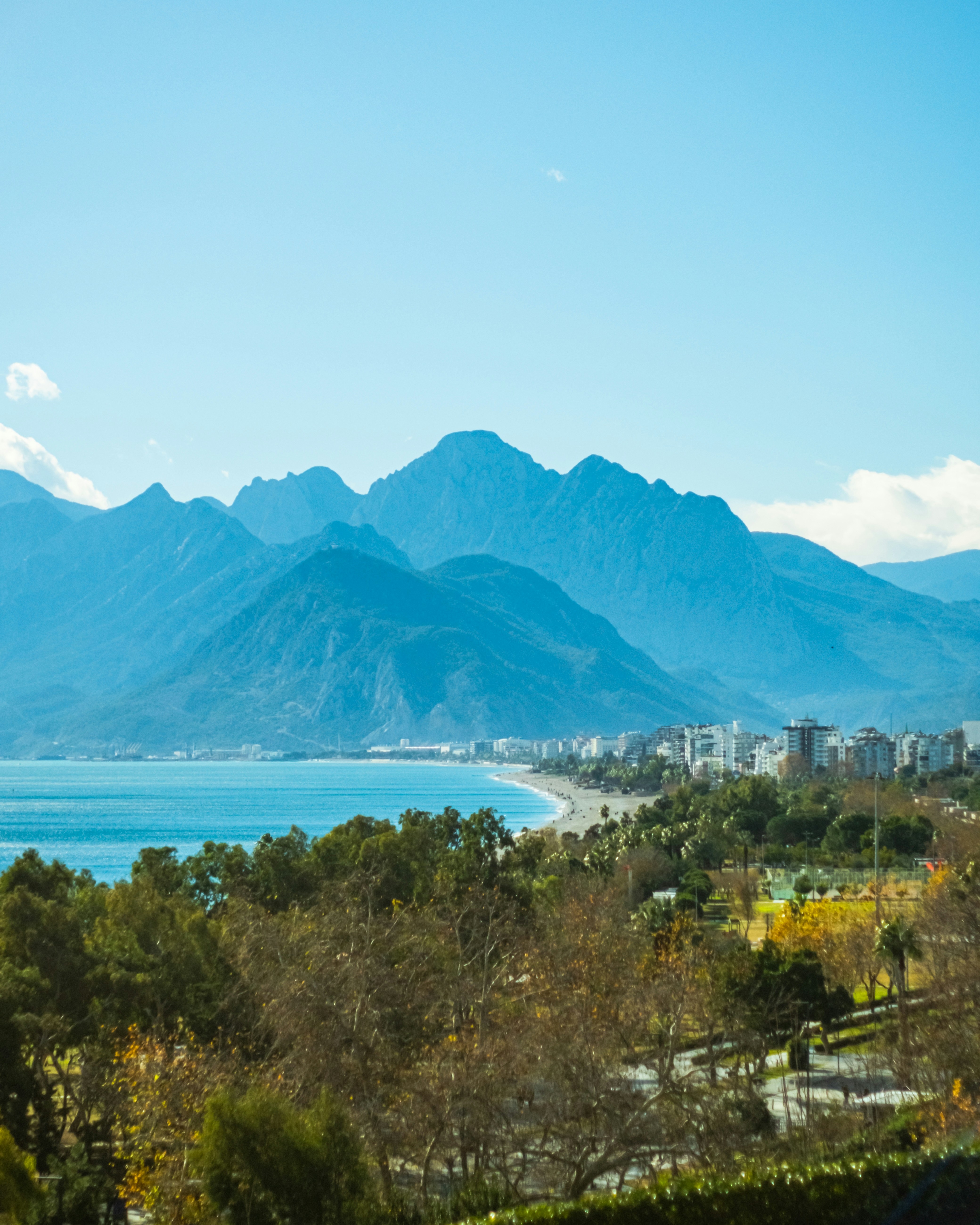 Coastal Mountain Skyline Beneath a Clear Coastal Sky