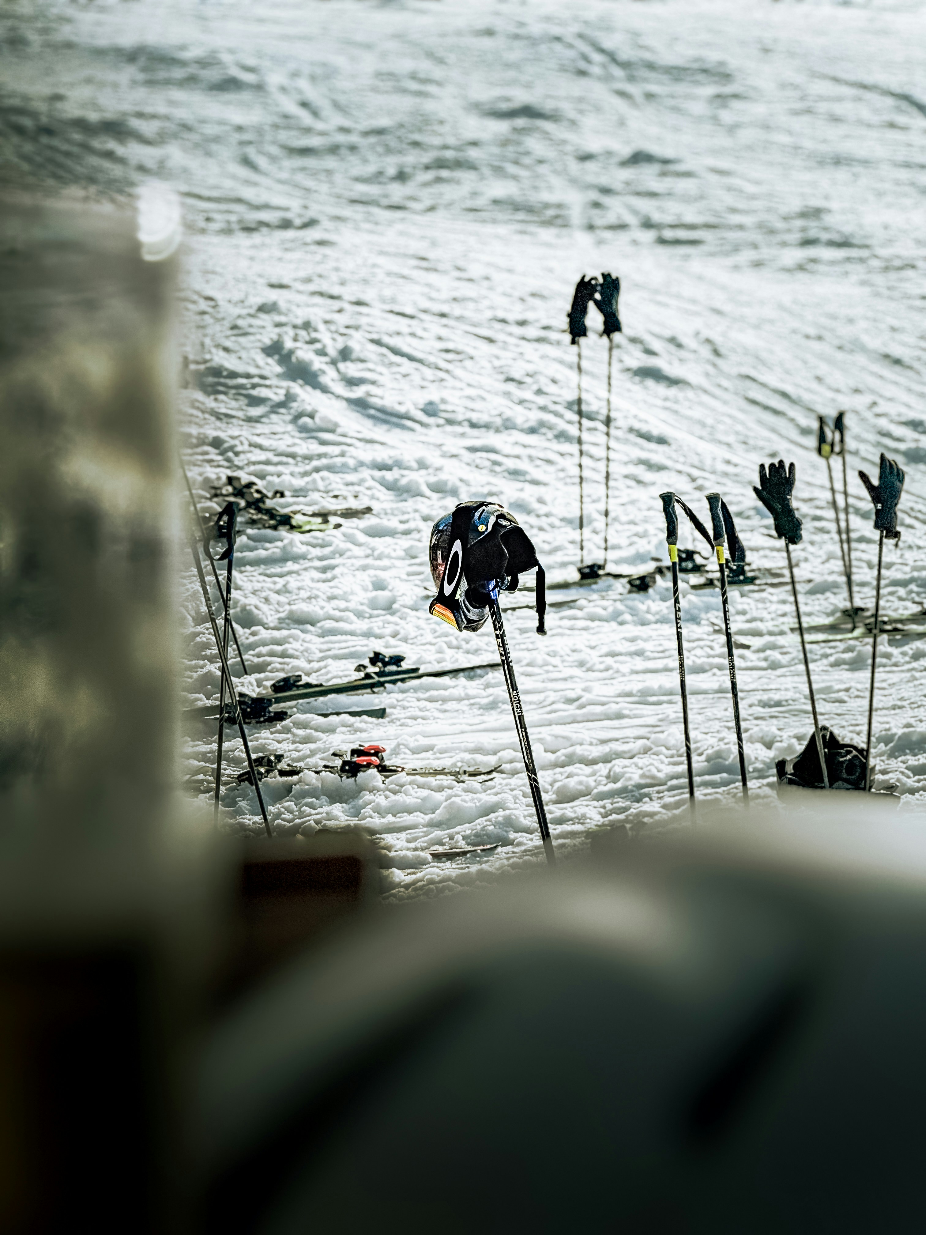 Skis in the Snow: A Quiet Line of Poles and Gear